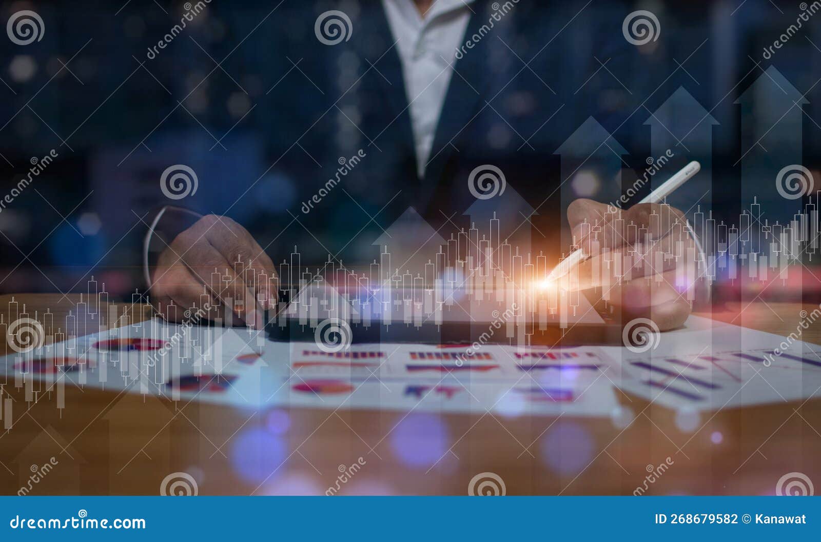 Businessman Using the Tablet. Data Analytics Report and Key Performance ...