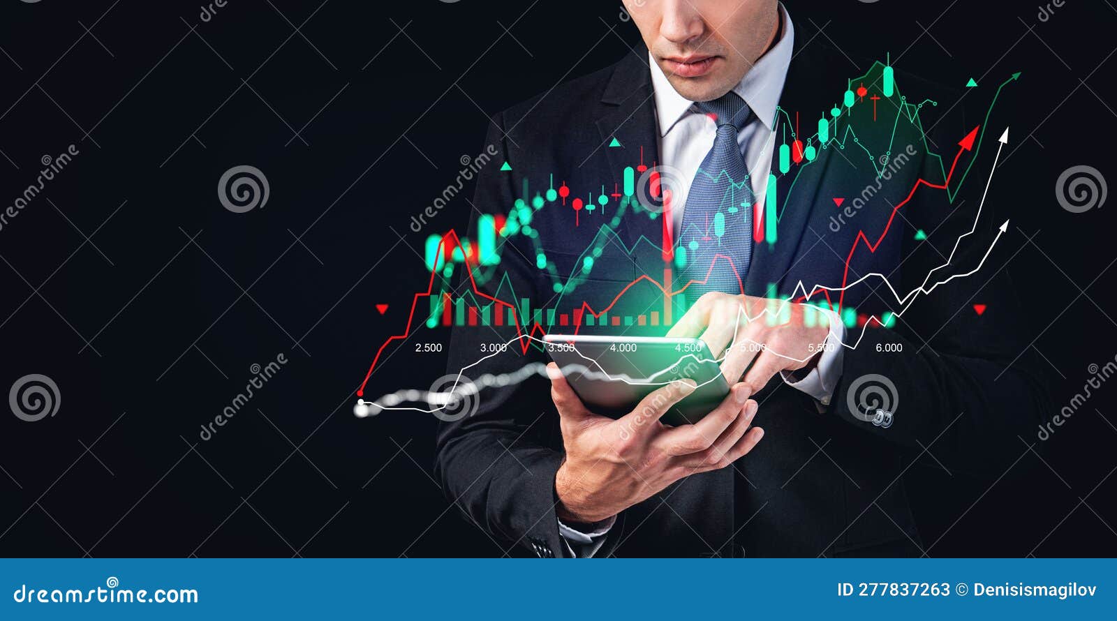Businessman Using Tablet, Forex Diagrams and Stock Market Candlesticks ... Businessman Using Tablet, Forex Diagrams and Stock Market Candlesticks ...