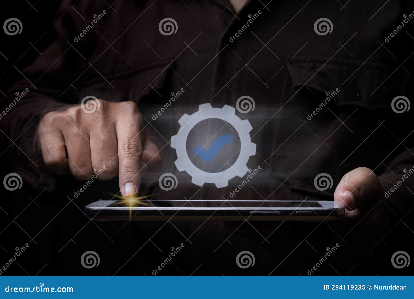 Businessman Using Tablet with Icon Top Service Quality Assurance, ISO ...