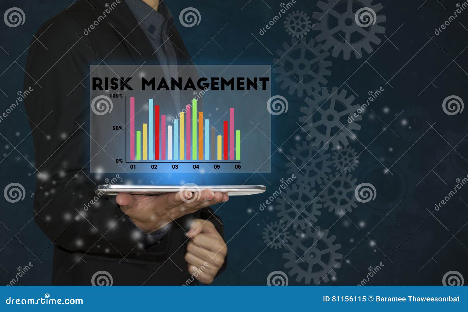 Businessman Using Tablet with Risk Management. Stock Image - Image of ...