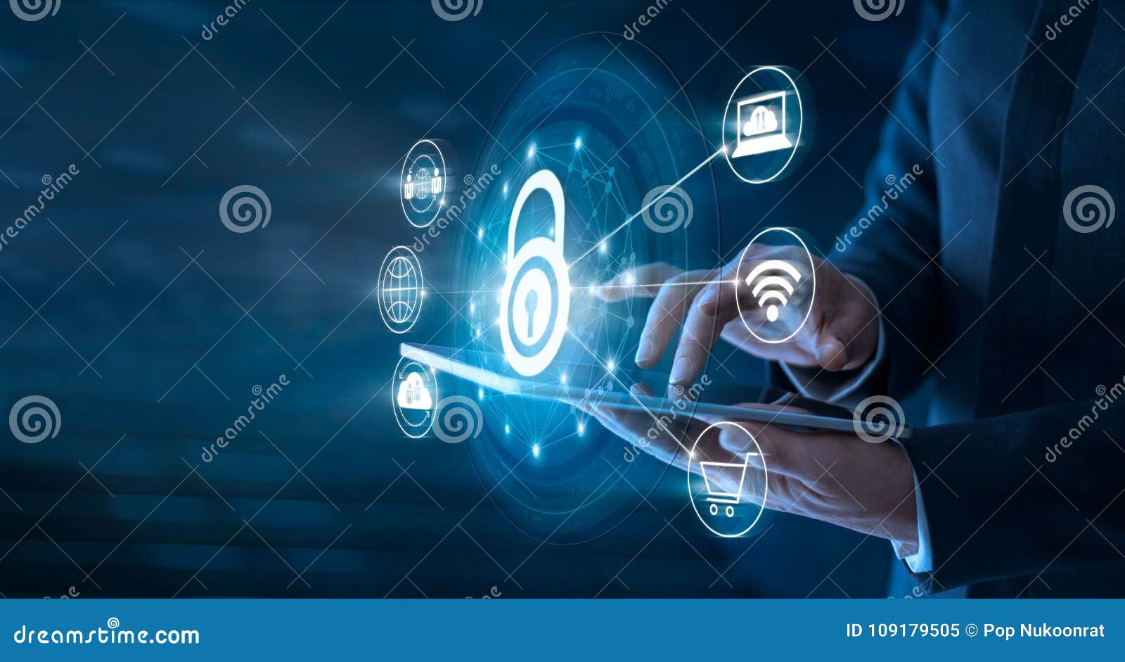 Businessman Using Tablet Set Up Network Connection Stock Image - Image ...