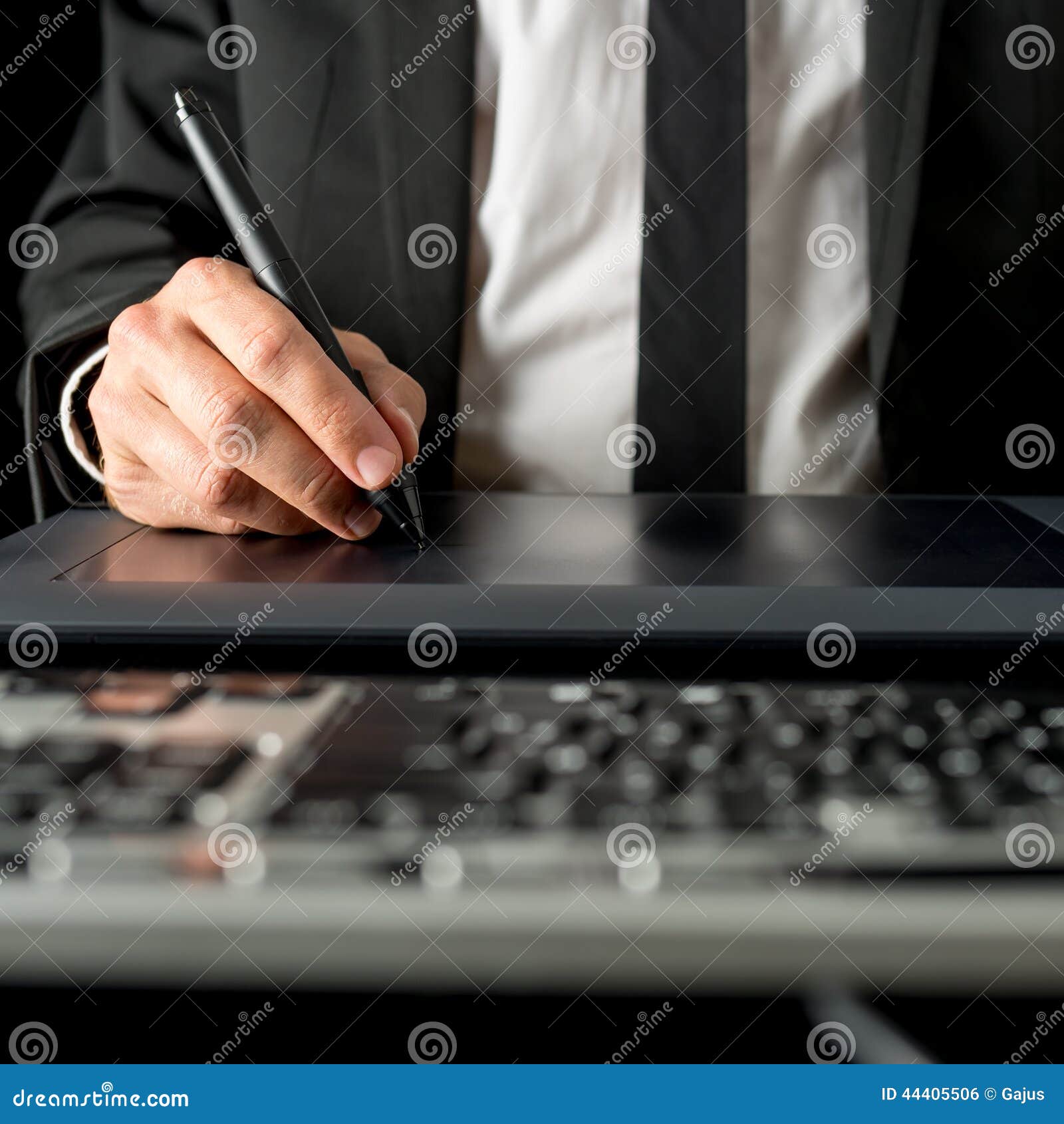 Businessman Using a Tablet and Stylus Stock Photo - Image of editing ...