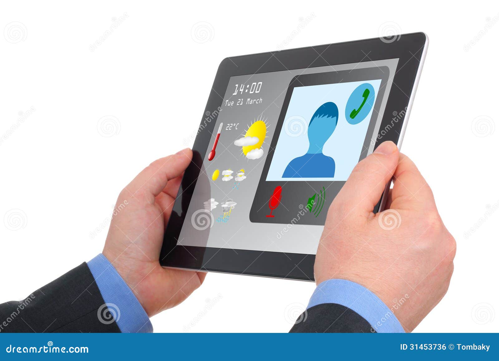 Businessman Using Tablet To Video-conference. Stock Photo - Image of ...