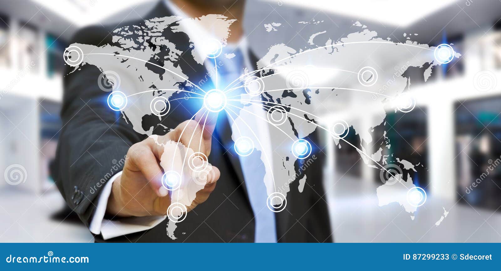 Businessman Using Tactile World Interface Stock Illustration ...