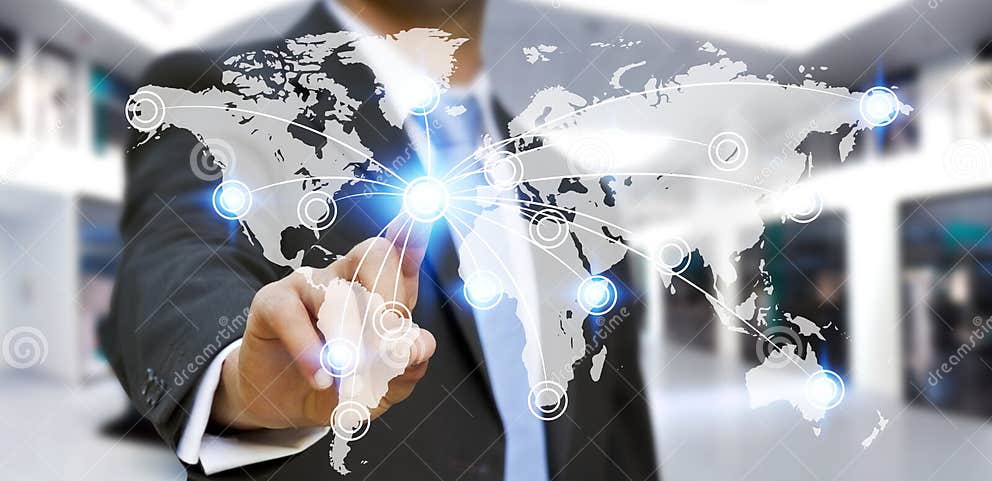 Businessman Using Tactile World Interface Stock Illustration ...