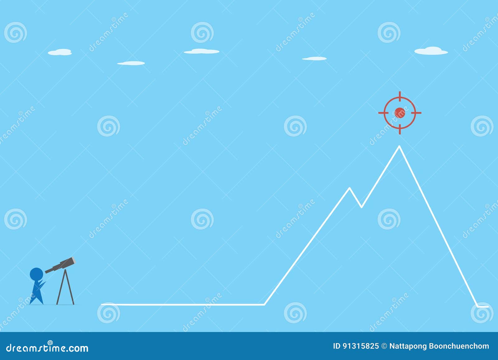 Businessman Using Telescope Looking the Target on Mountain, Vision and ...