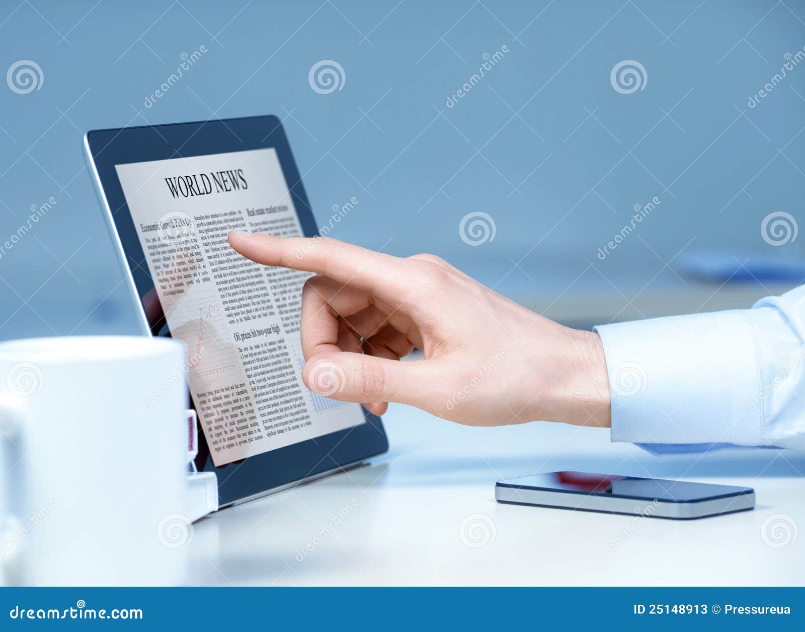Businessman Using Touch Screen Device Stock Image - Image of data ...