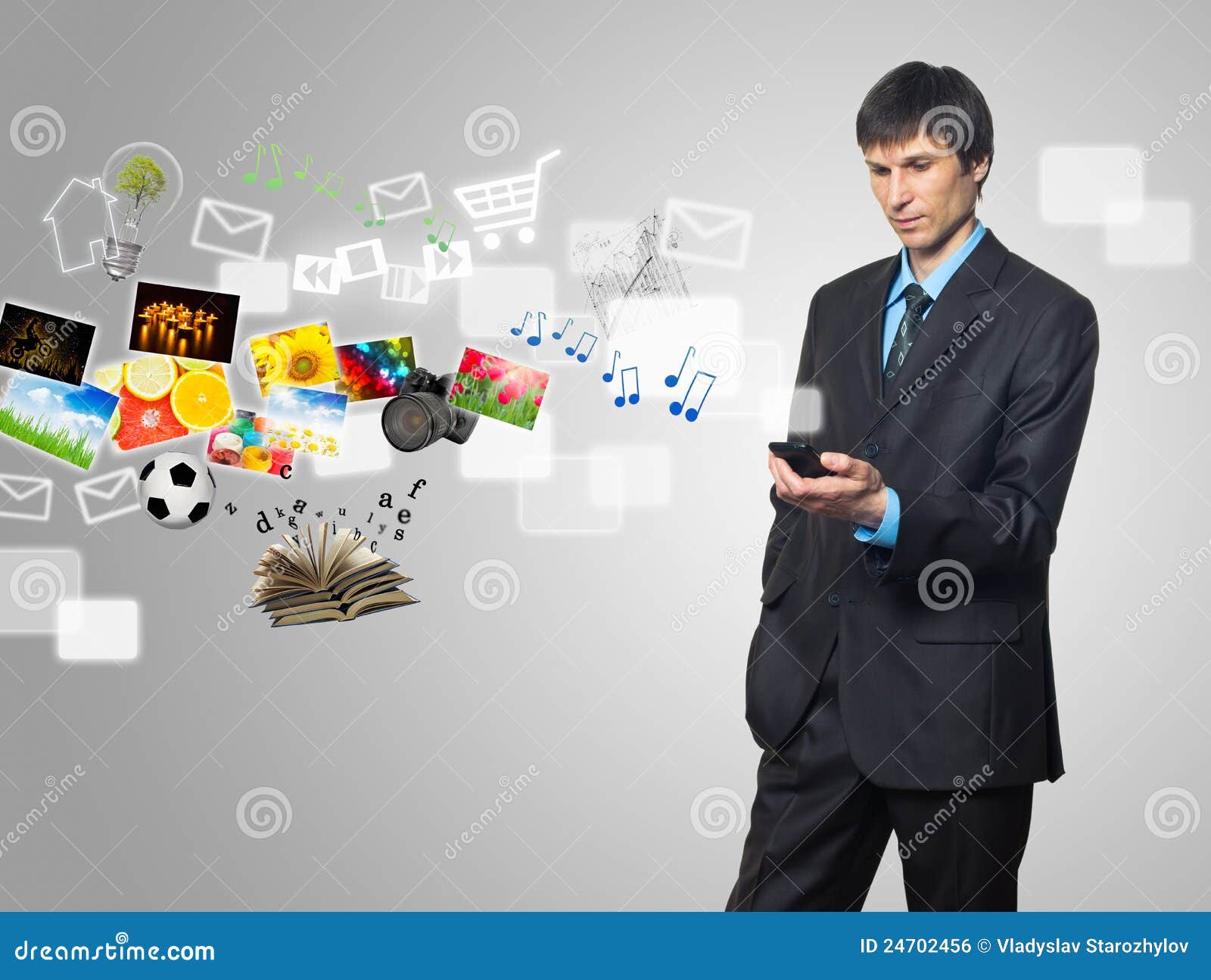 Businessman Using Touch Screen Mobile Phone Stock Photo - Image of ...