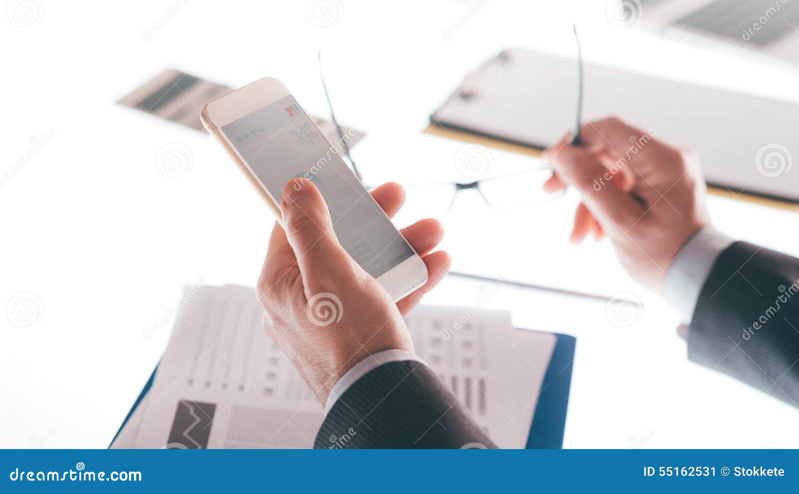 Businessman Using a Touch Screen Smartphone Stock Image - Image of ...