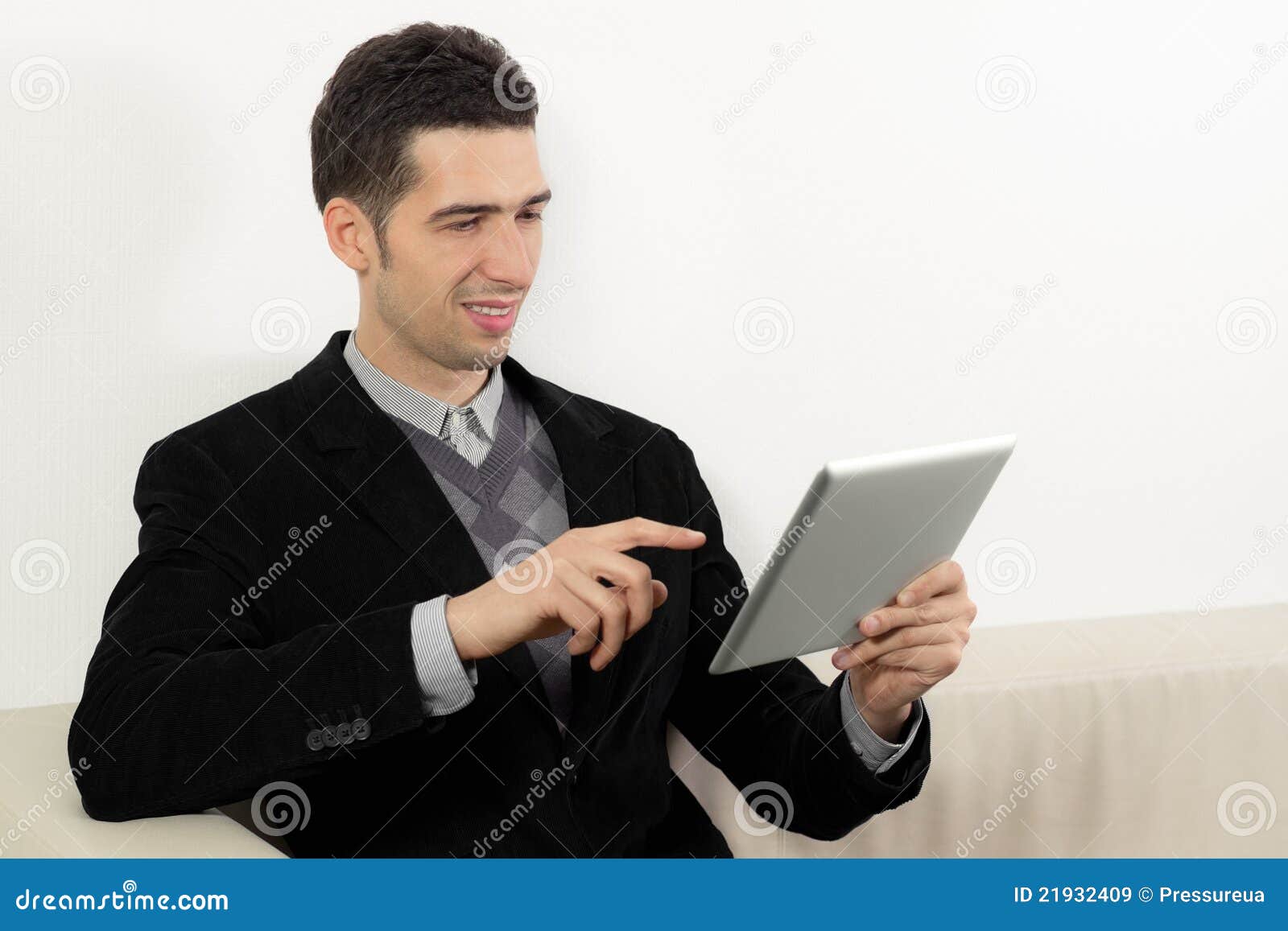 Businessman Using a Touch Screen Tablet Stock Image - Image of looking ...