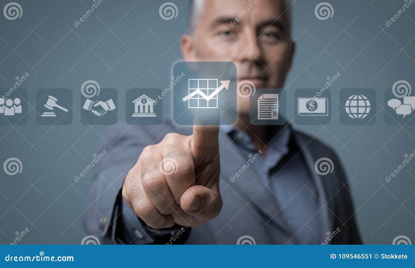 Businessman Using a Virtual Interface Stock Image - Image of choosing ...