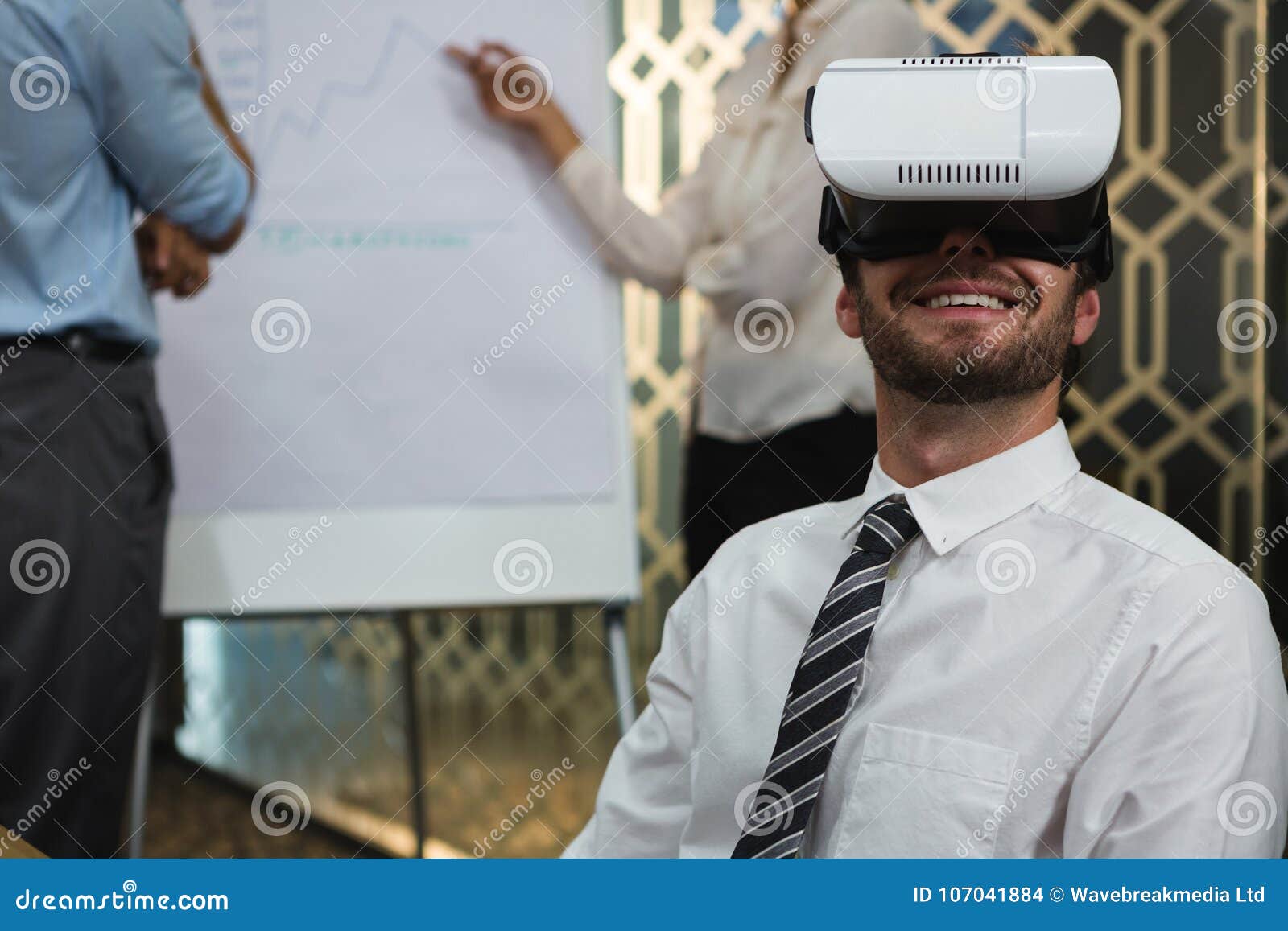 Businessman Using Virtual Reality Headset in Conference Room Stock ... Businessman Using Virtual Reality Headset in Conference Room Stock ...