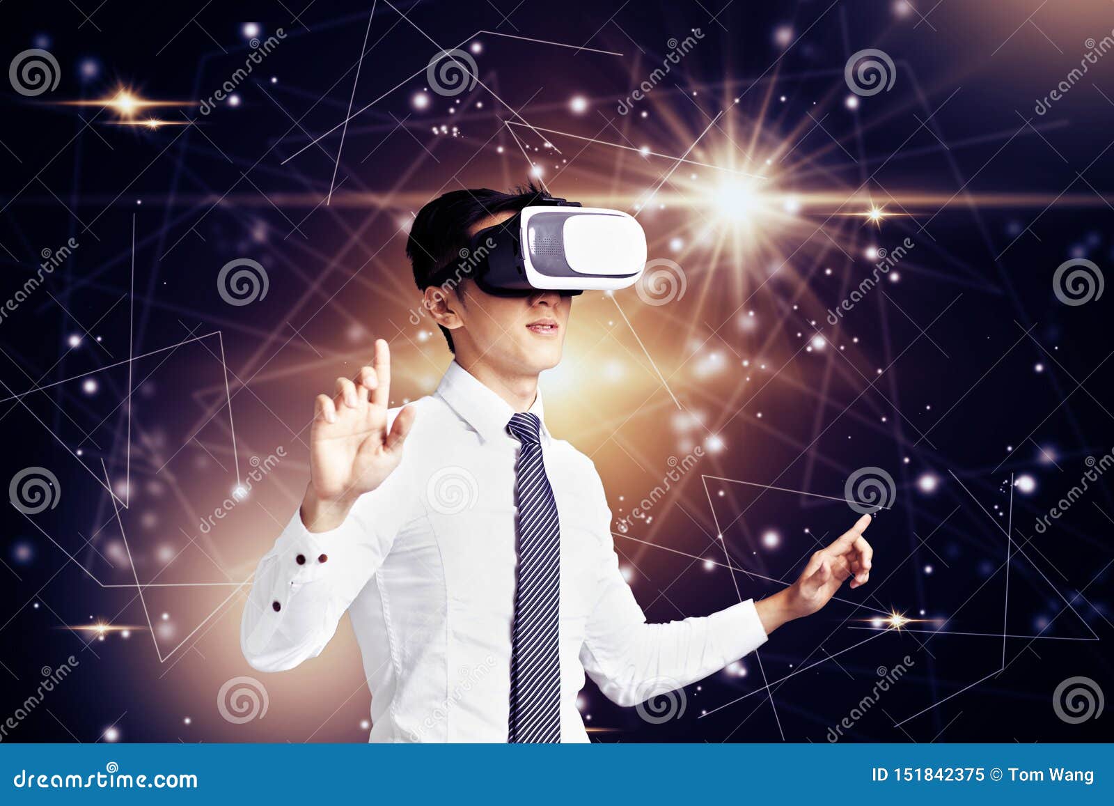 Businessman Using VR Computer and Modern Technology Concept Stock Image ...
