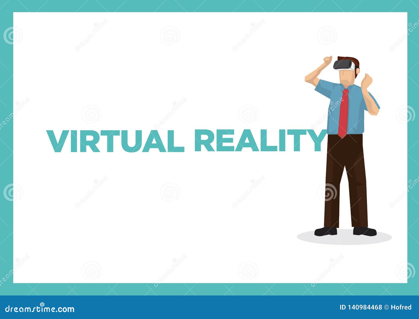 Businessman Using VR Headset with the Text Virtual Reality at His Side ...