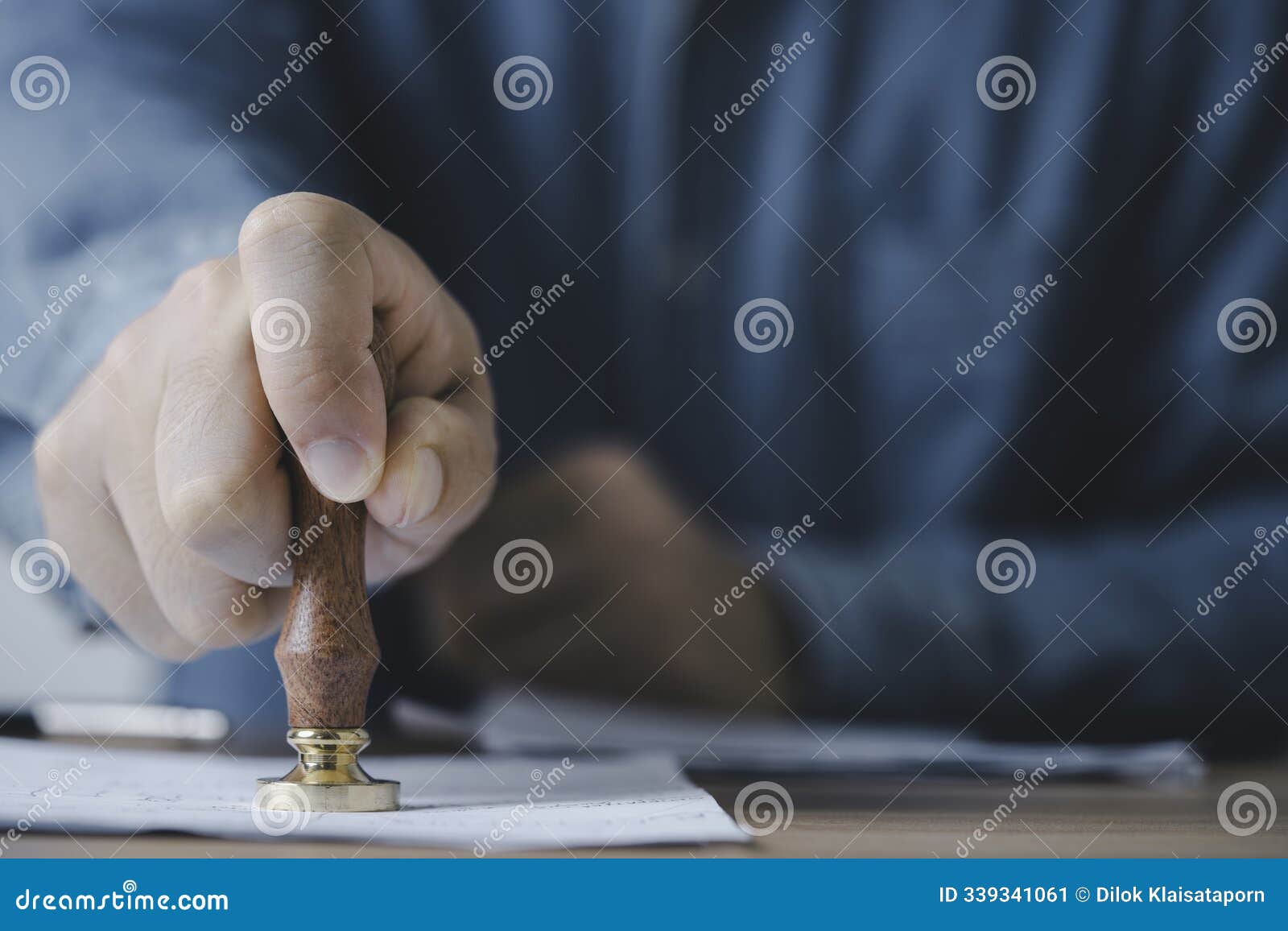 Businessman Using Wood Stamping on Document for Approve and Reject ...