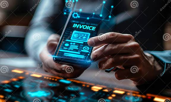 Businessman Utilizing Smartphone App with Augmented Reality Interface ...