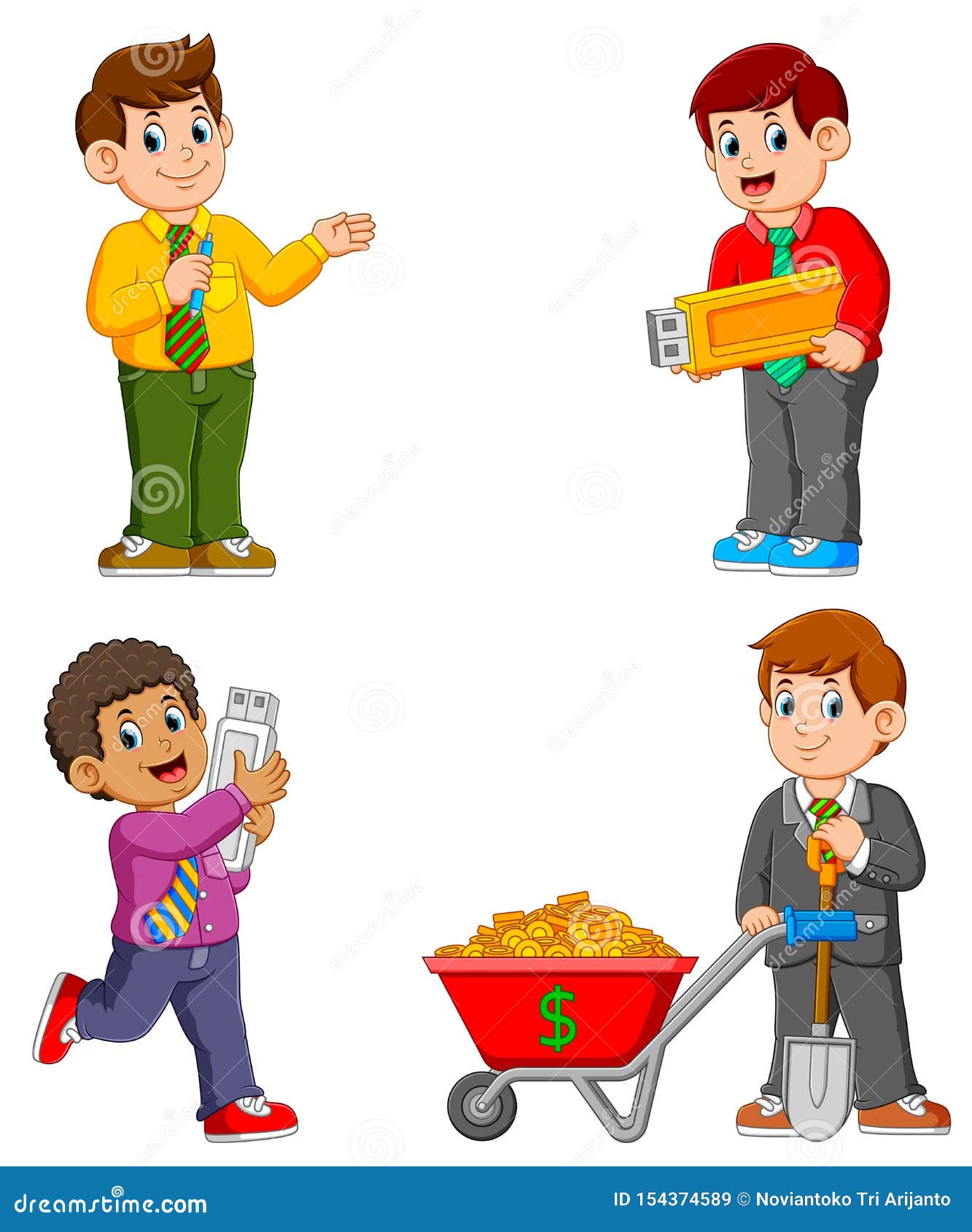 Businessman on Various Activity Stock Vector - Illustration of button ...