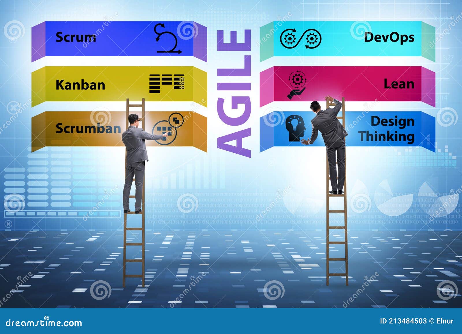 Businessman in Various Agile Methods Concept Stock Image - Image of ...