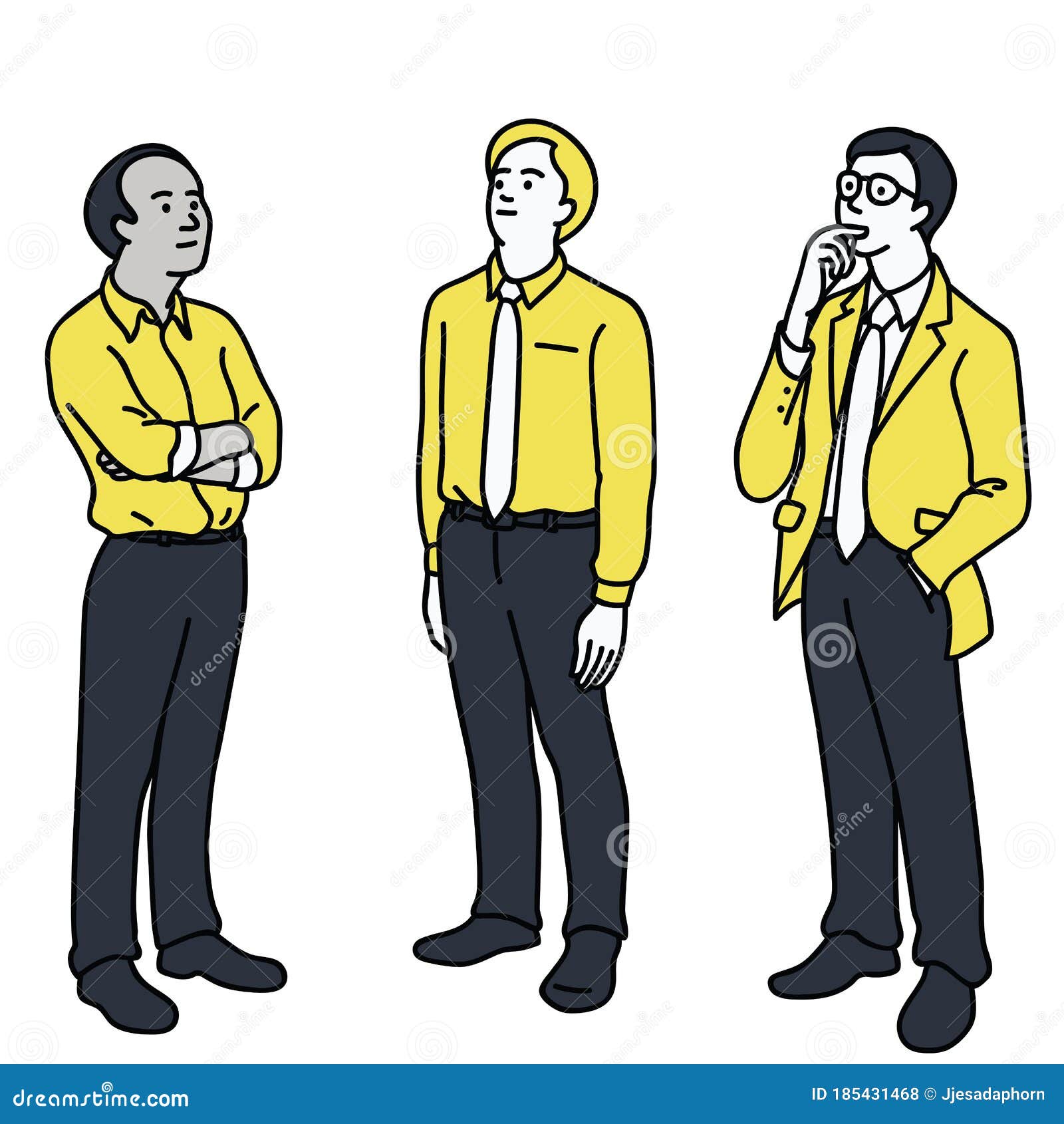 Team Businessman Looking Up Vector Stock Vector - Illustration of drawn ...