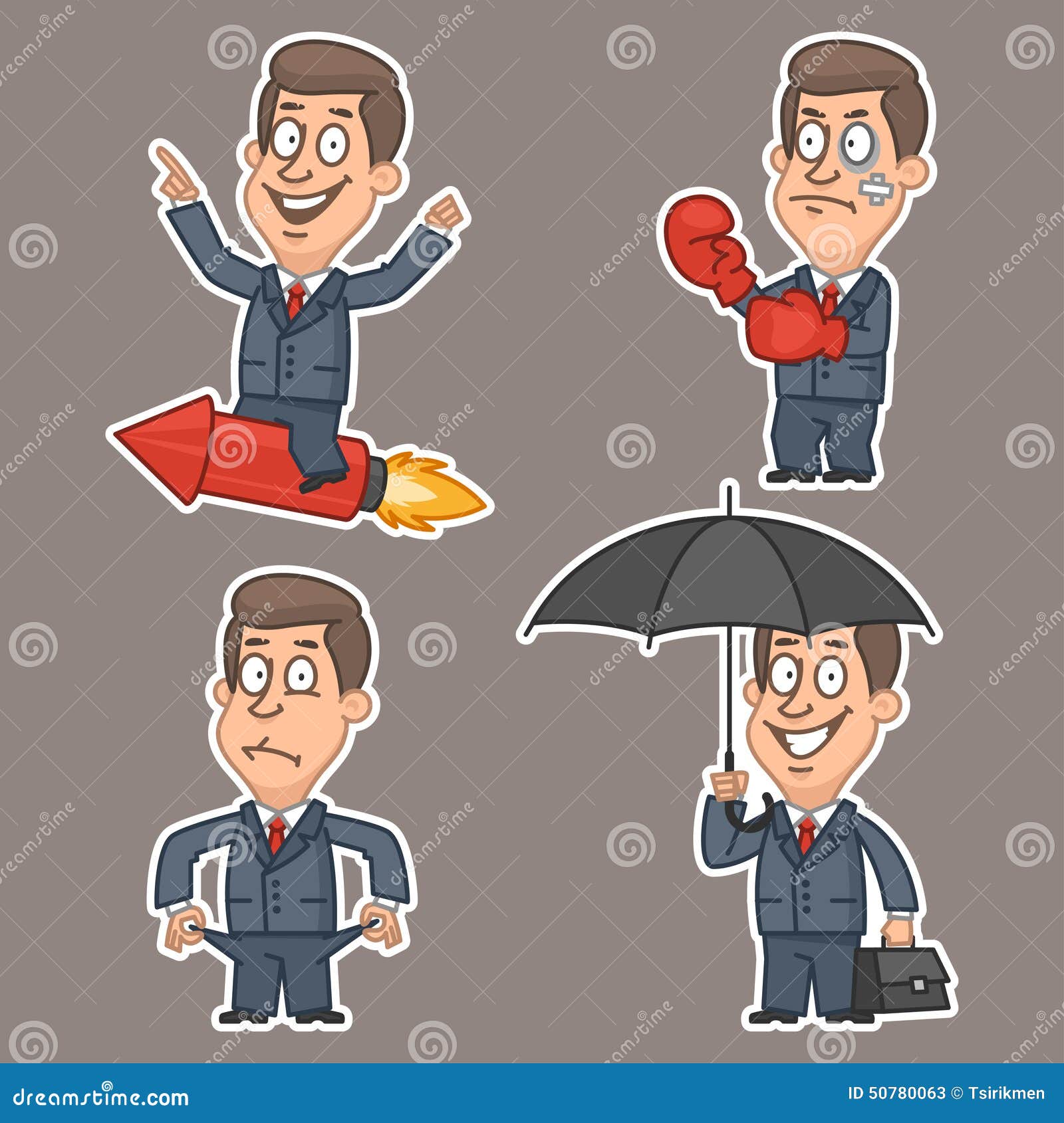 Businessman in Various Poses Stickers Stock Vector - Illustration of ...