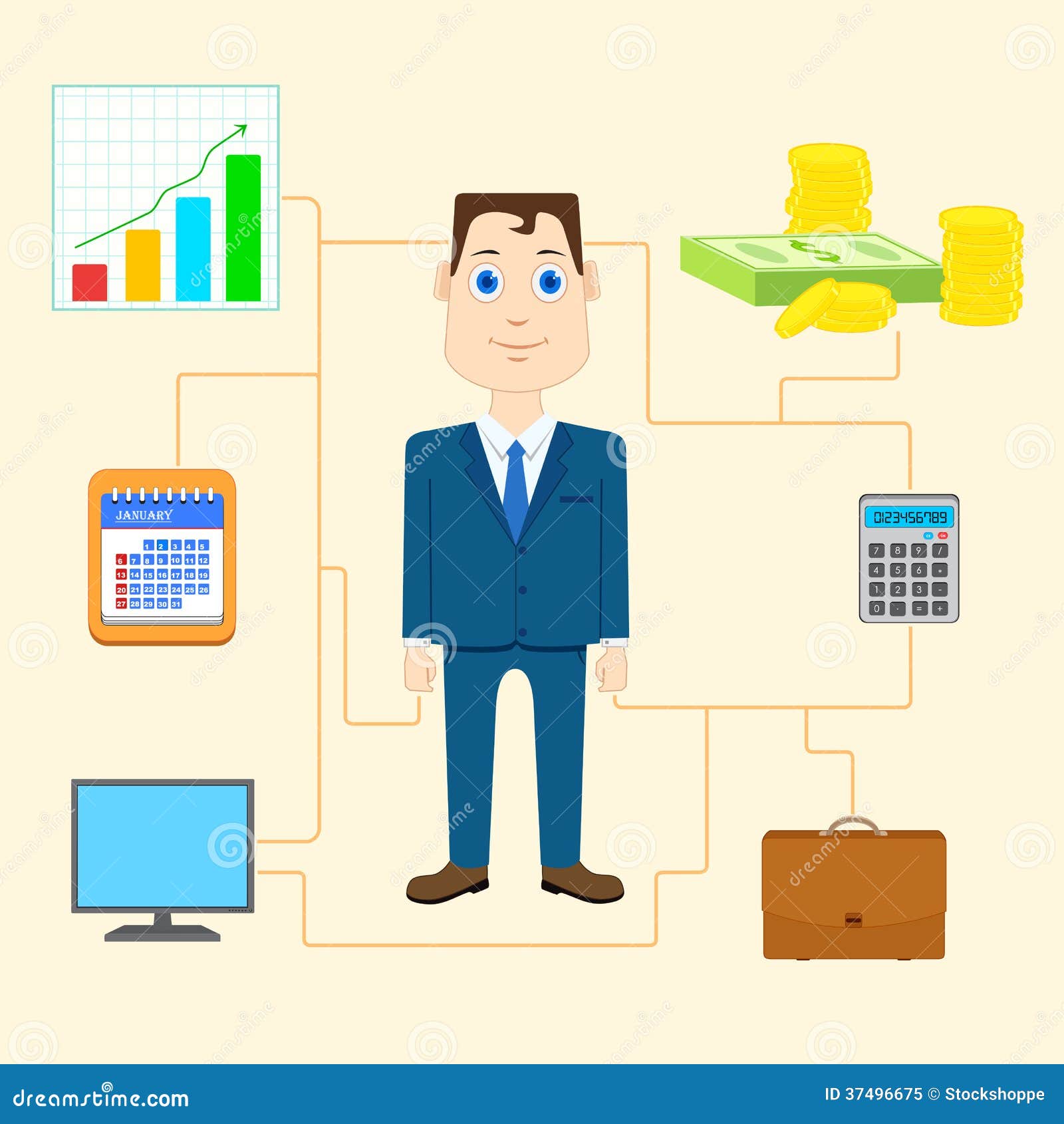 Businessman stock vector. Illustration of happy, handsome - 37496675