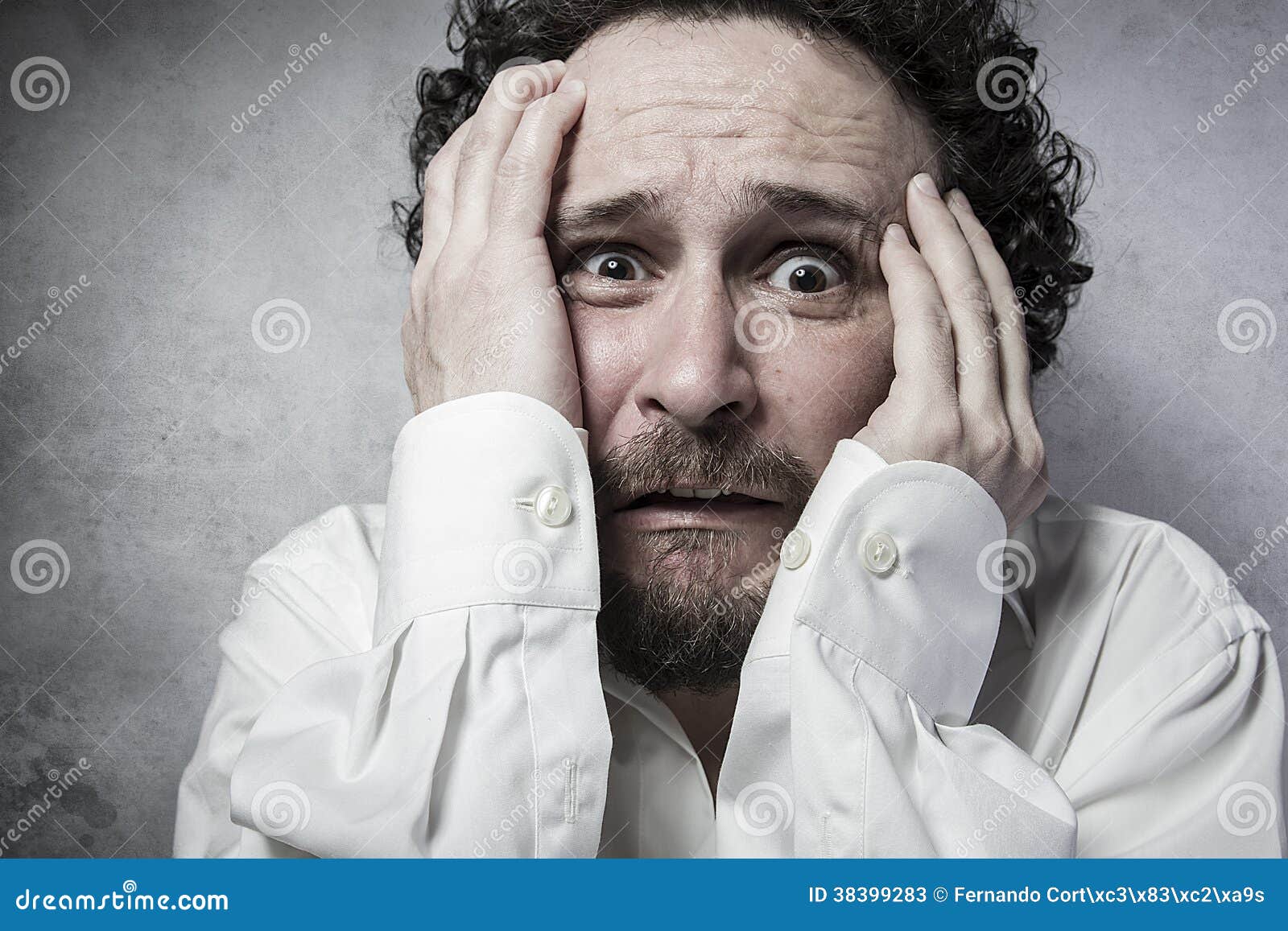 Businessman with Very Afraid, Man in White Shirt with Funny Expressions ...