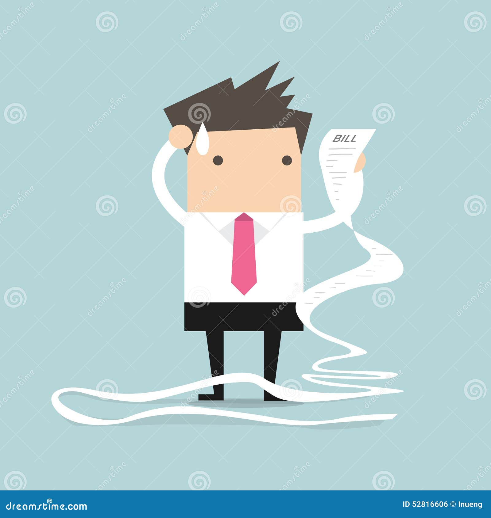 Businessman with Very Long Billing Paper Stock Vector - Illustration of ...