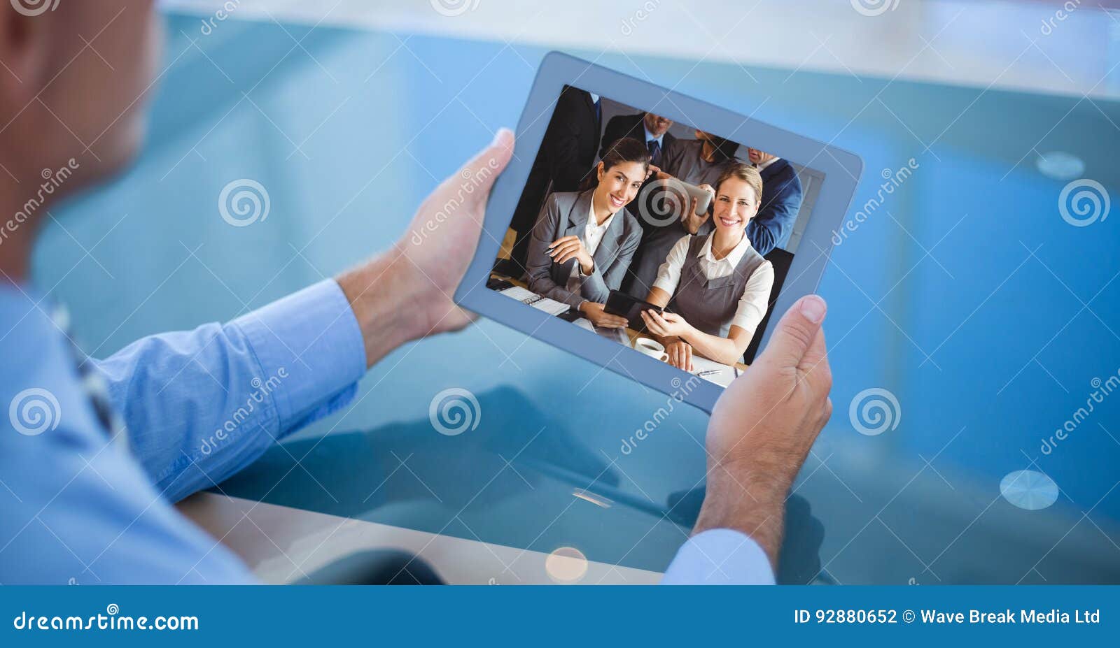 Businessman Video Conferencing on Tablet PC Stock Photo - Image of ...