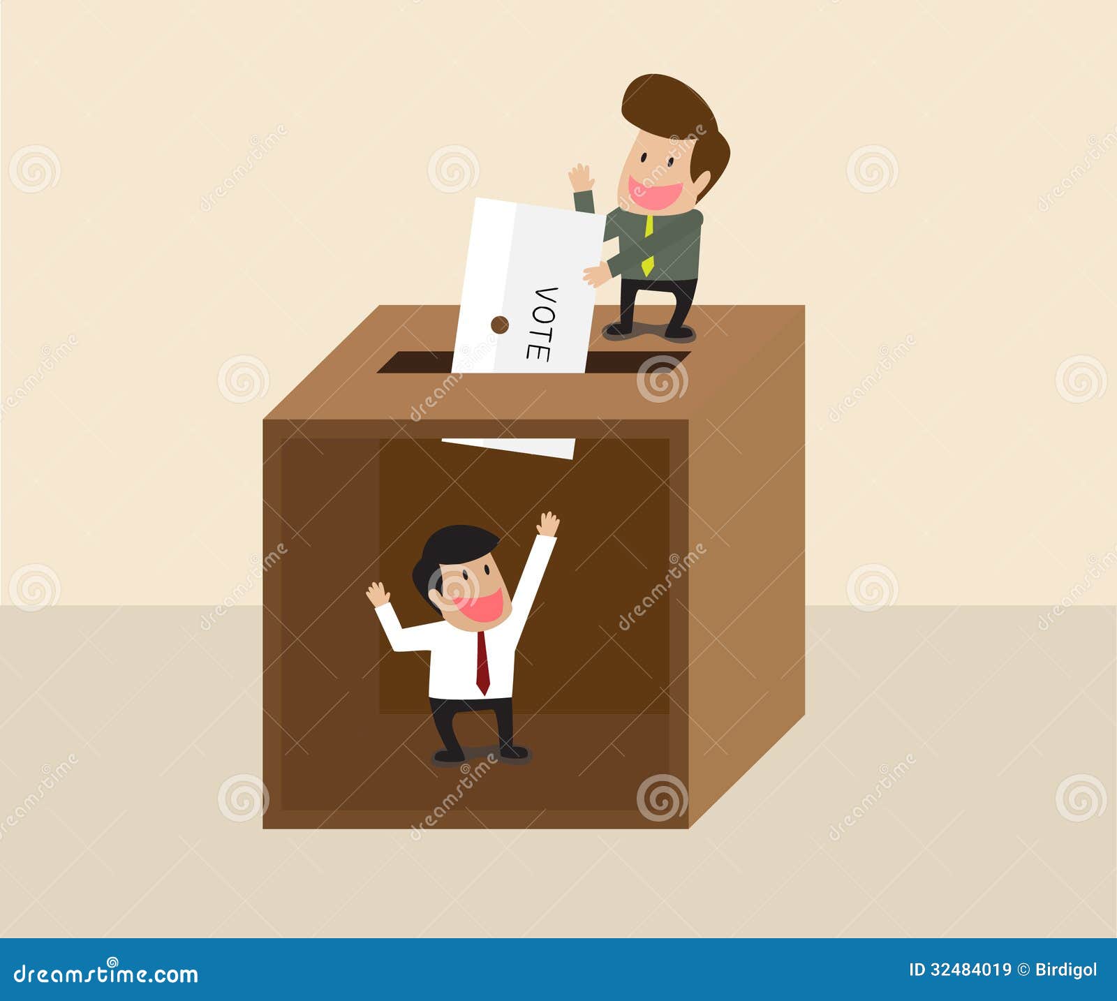 Businessman Voting at Ballot Box with Another Man Stock Vector ...