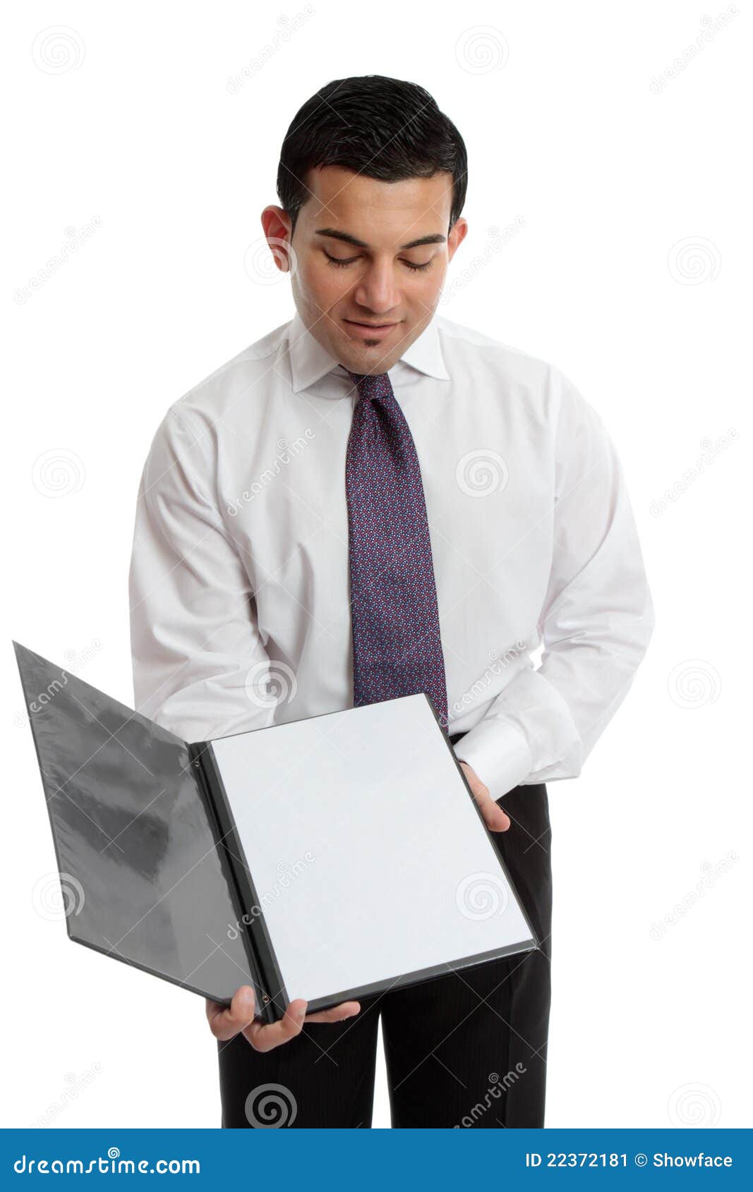 Businessman or Waiter Holding a Brochure or Menu Stock Image - Image of ...