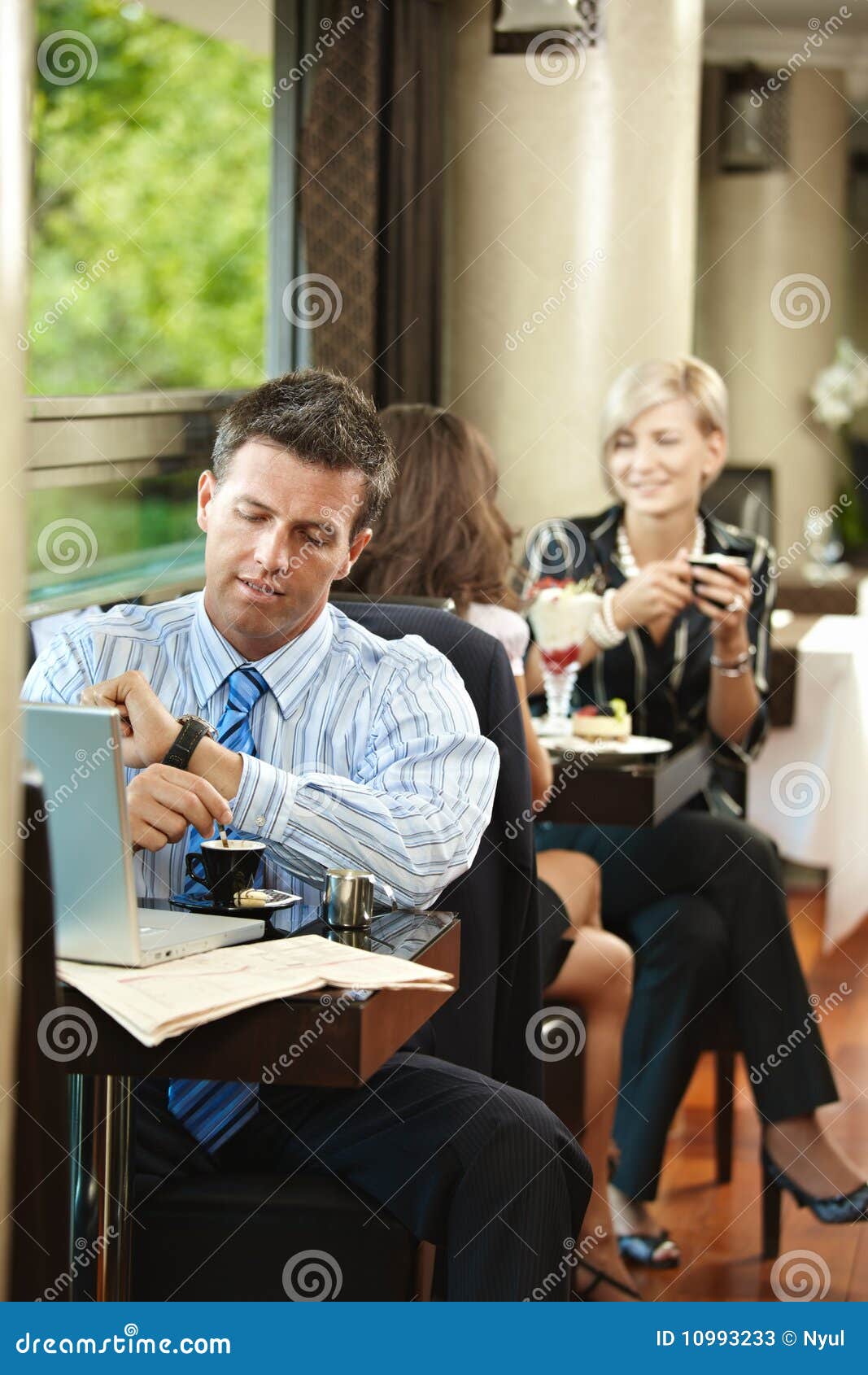 Businessman Waiting in Cafe Stock Image - Image of clothing, collar ...