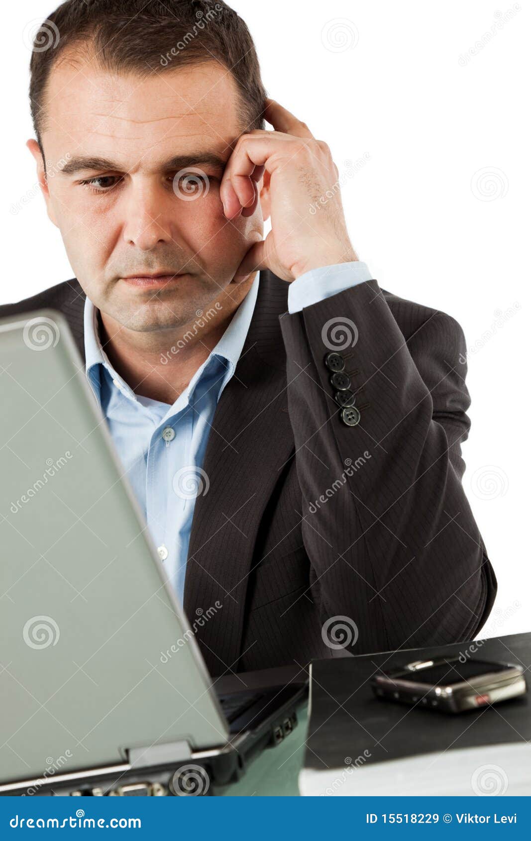 Businessman waiting a call stock image. Image of computer - 15518229