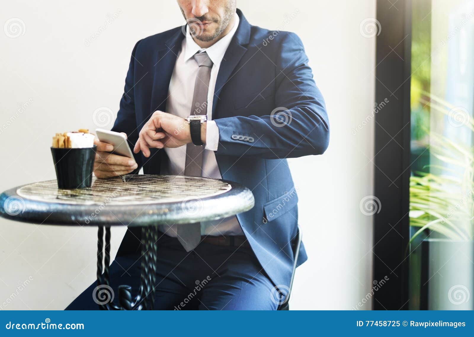 Businessman Waiting Coffee Break Concept Stock Image - Image of waiting ...