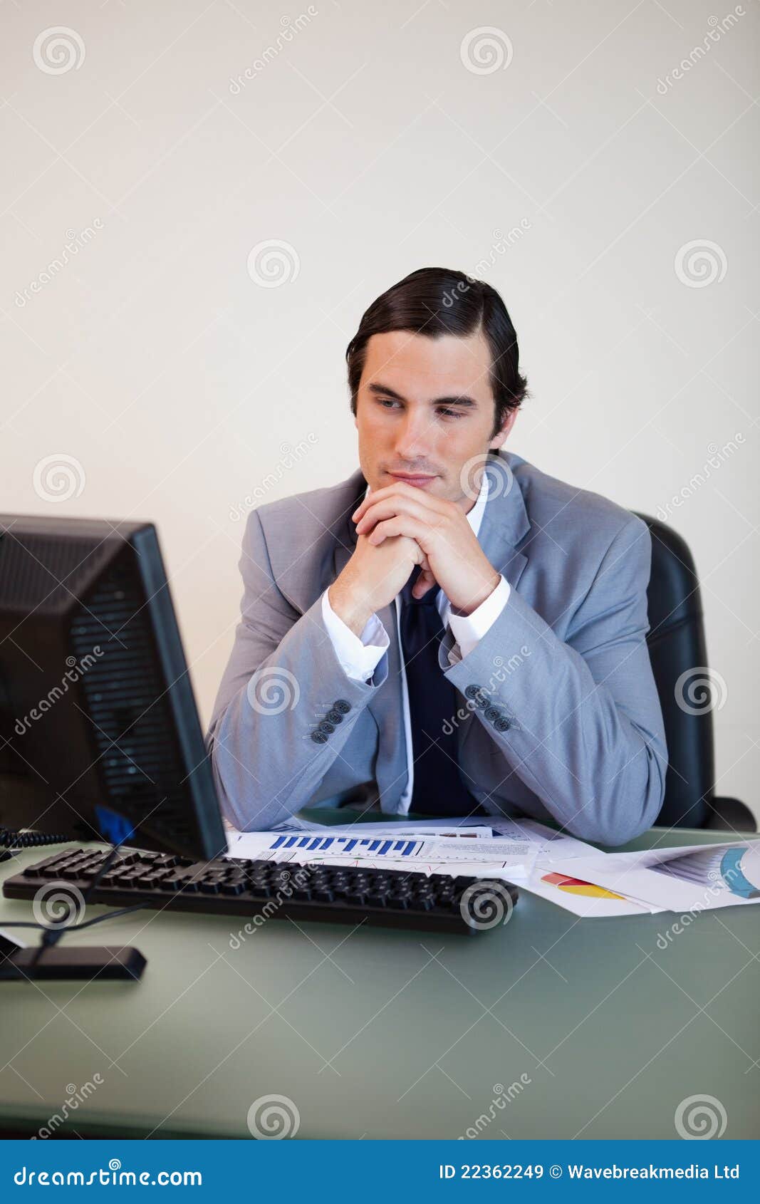 Businessman Waiting for His Pc Stock Image - Image of keyboard, table ...