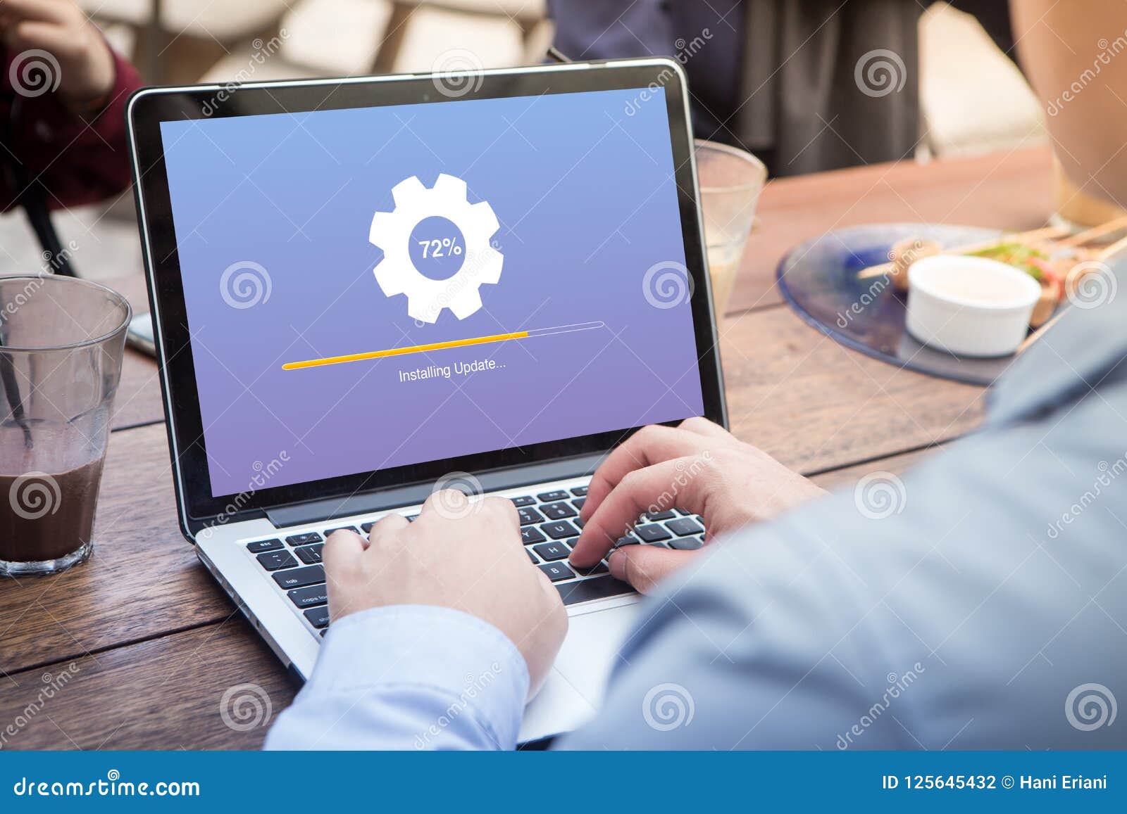 Businessman Waiting for Installing Update with Circle Load Percentage ...