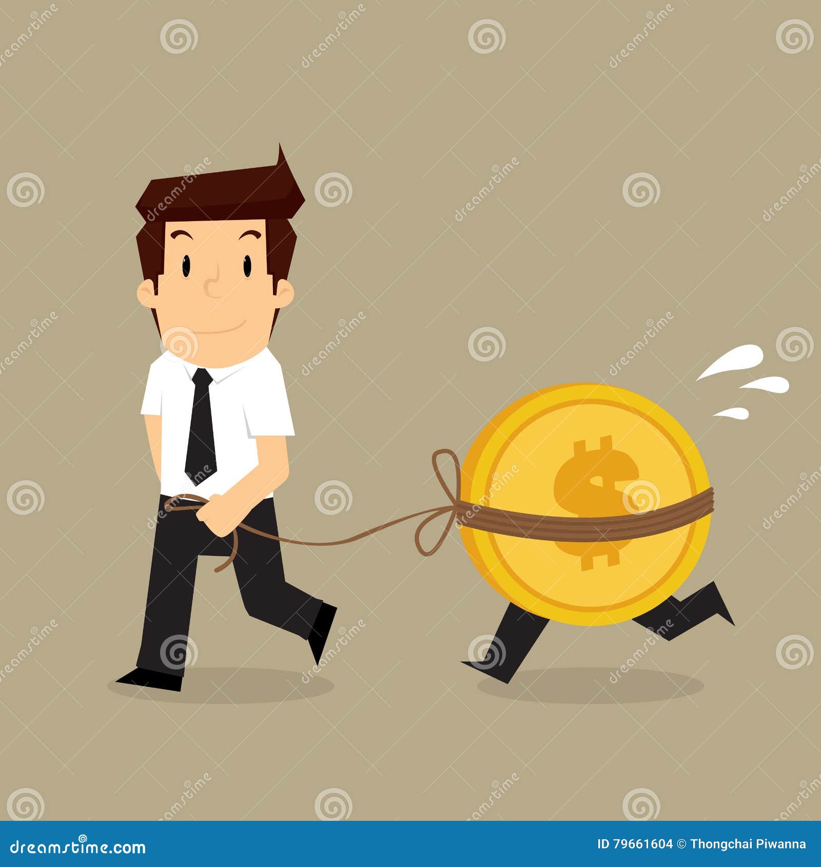Businessman Walk Holding a Coin Stock Vector - Illustration of create ...