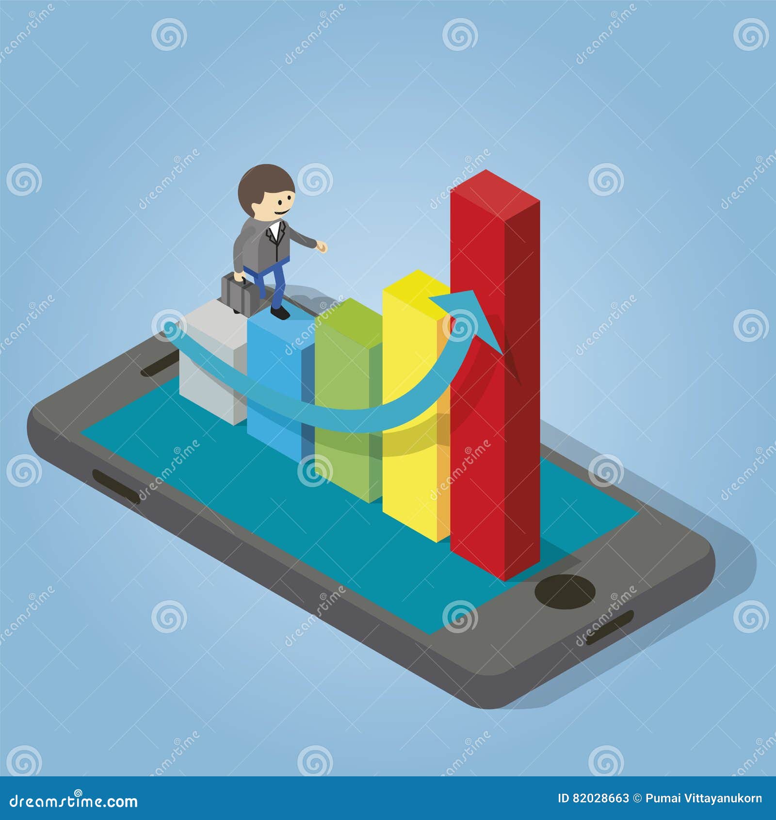 Businessman Walk Up To High Graph Stock Vector - Illustration of adult ...