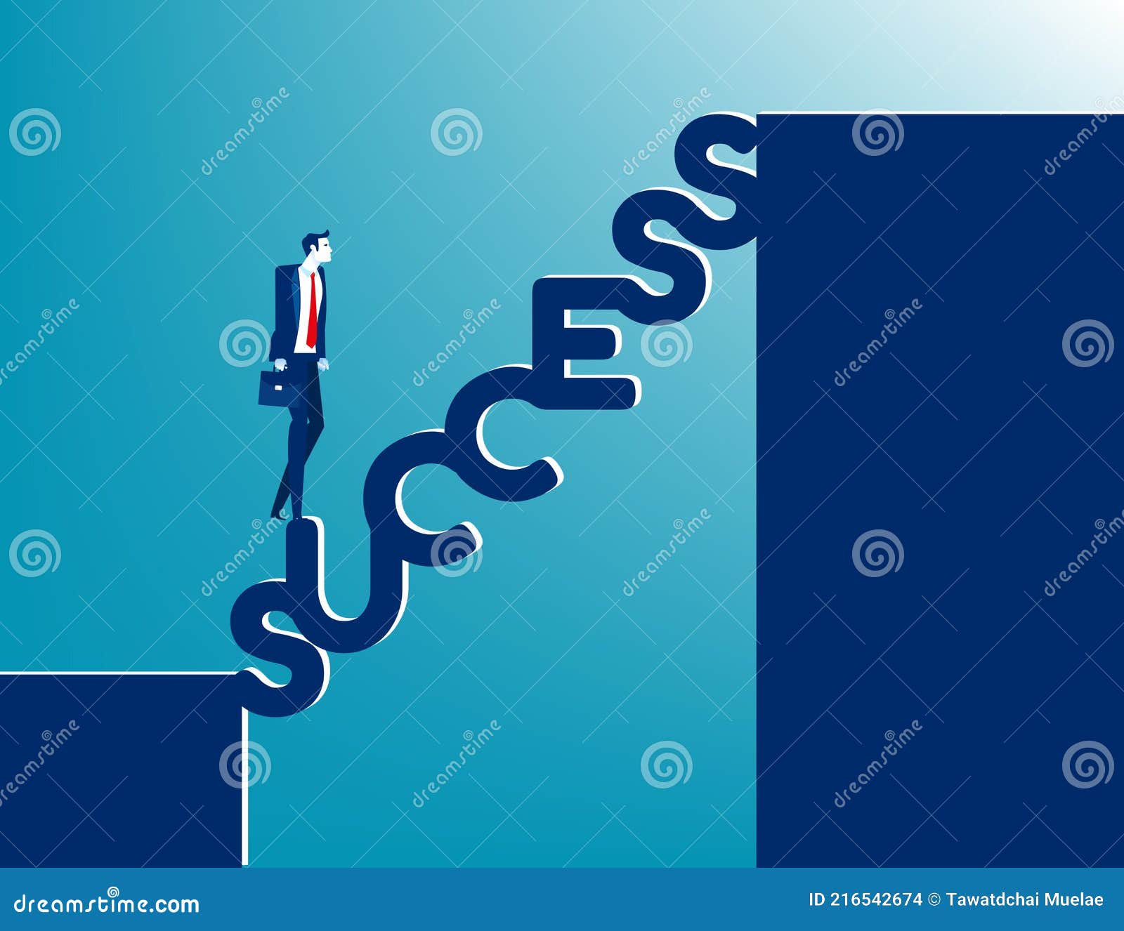The Businessman Walk Up To Success Direction Stock Vector ...