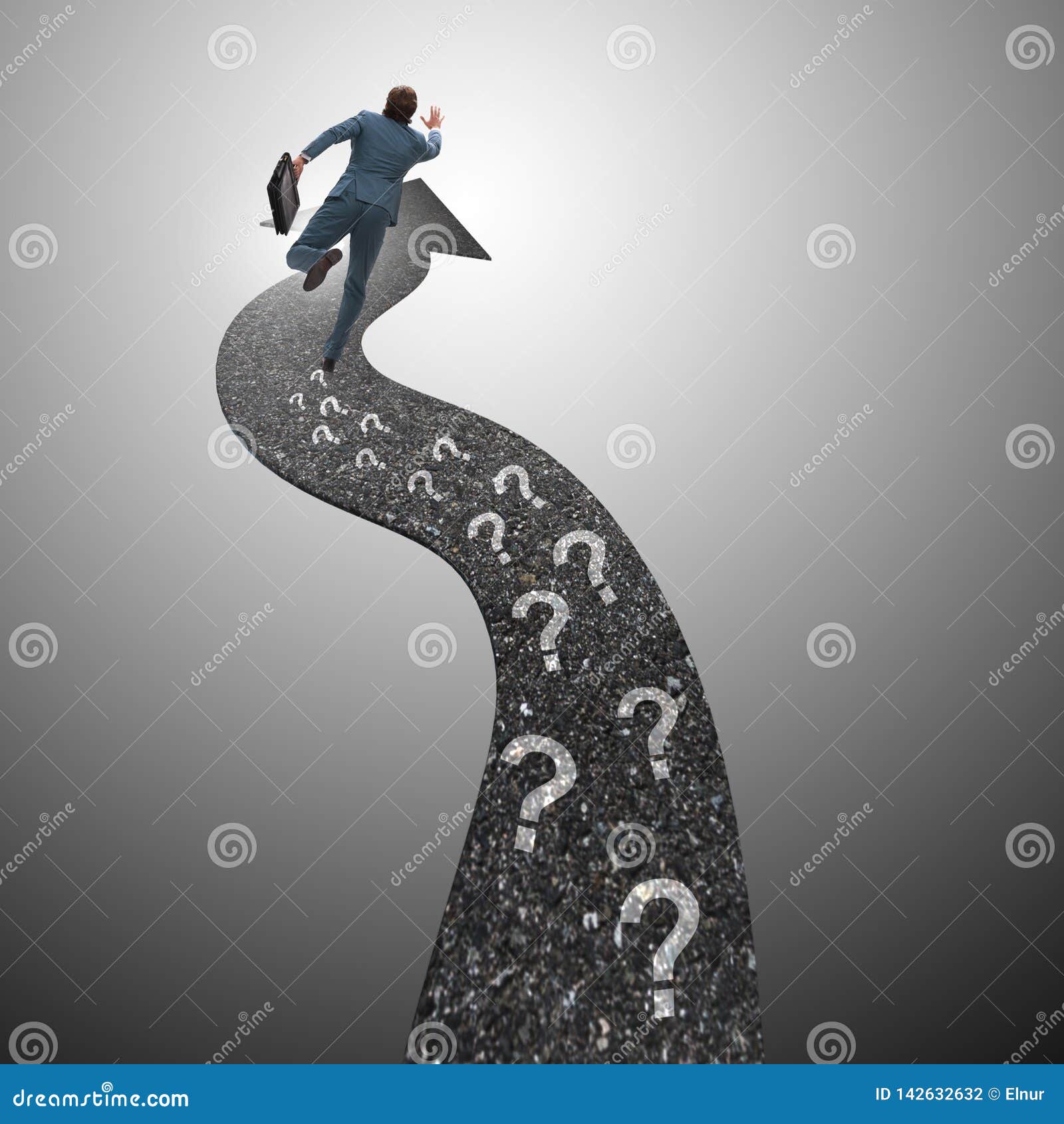 The Businessman Walking Away on Question Footpath Stock Illustration ...