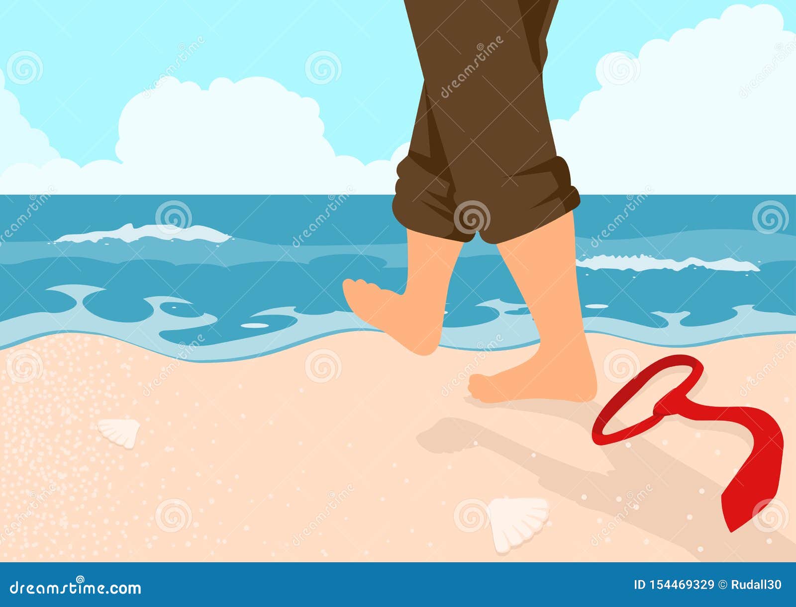 Businessman Walking on the Beach Stock Vector - Illustration of looking ...