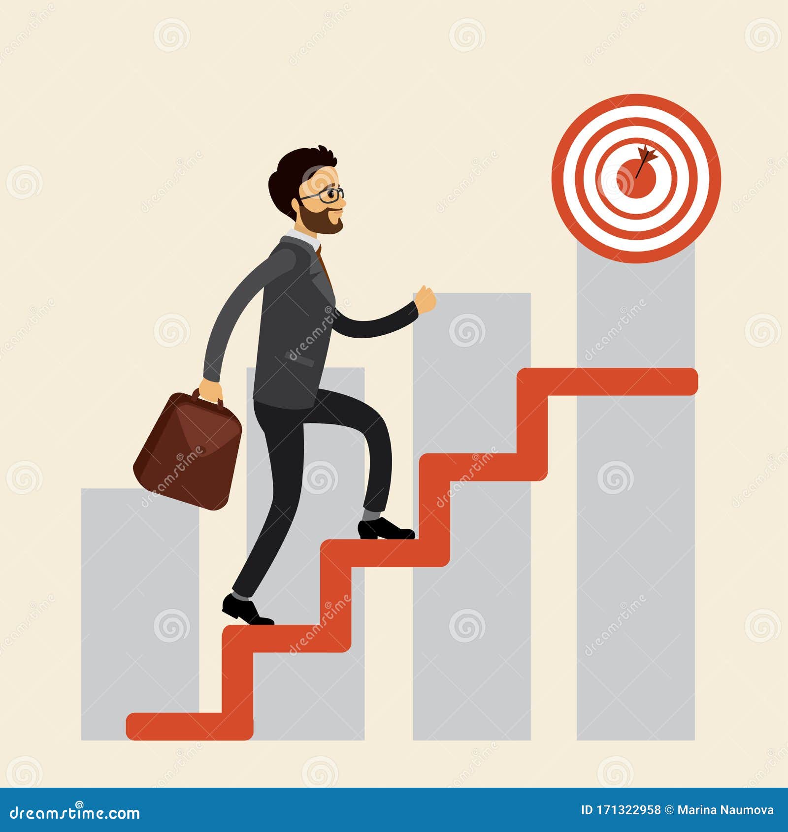 Businessman Walking Down the Stairs To the Target Stock Vector ...
