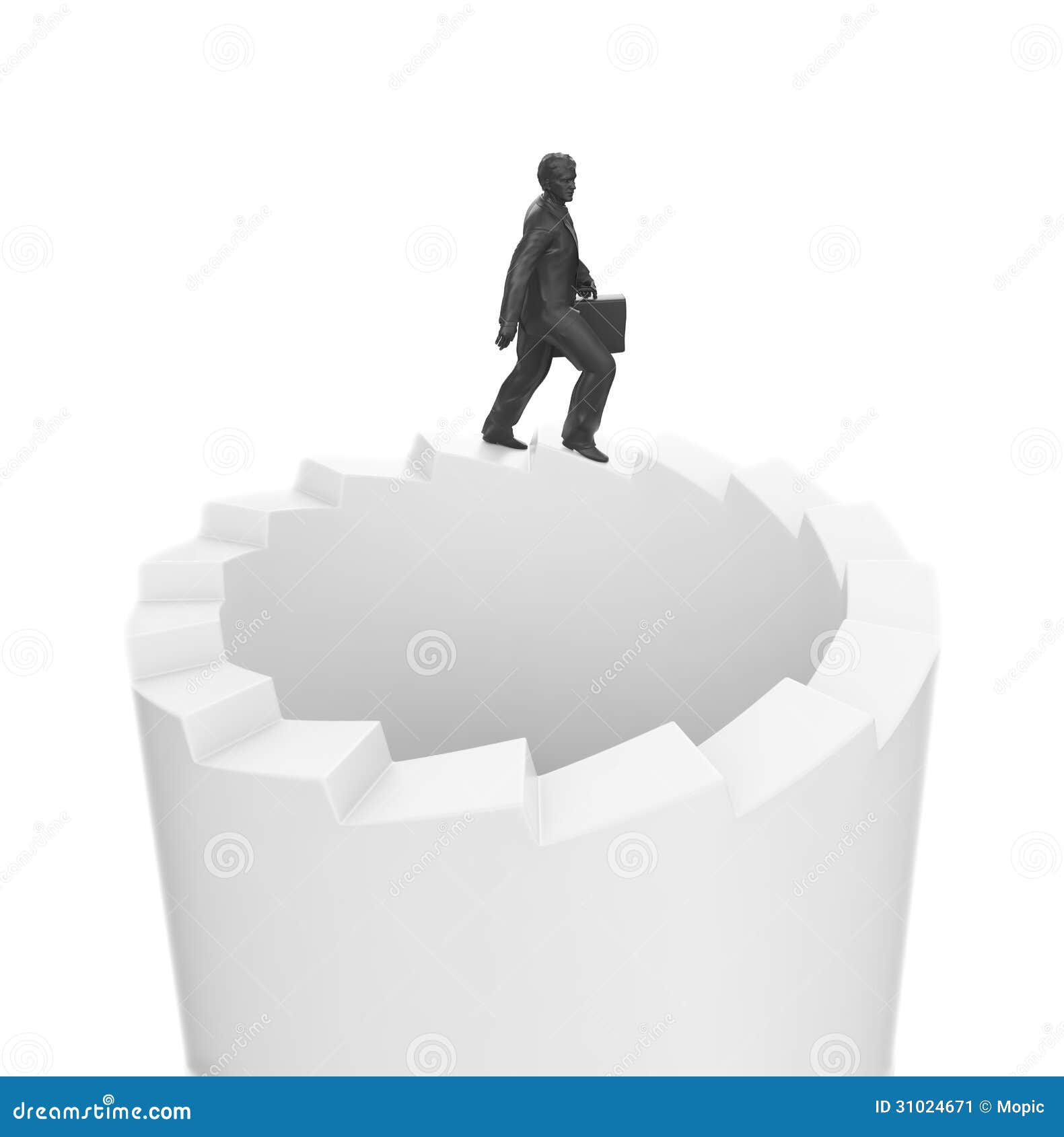 Businessman Walking Up The White Stairs, Employee Climb Up The ...