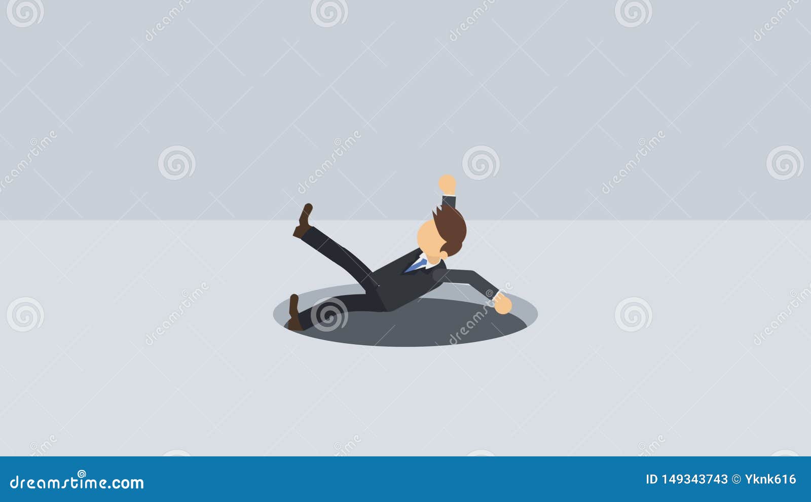 Businessman Walking. Fall into the Hole of Empty Modern Office ...