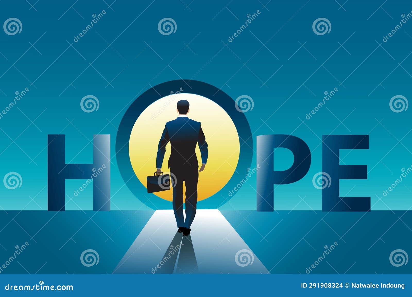 Businessman Walking Forward To Hope Lettering. Illustration Stock ...