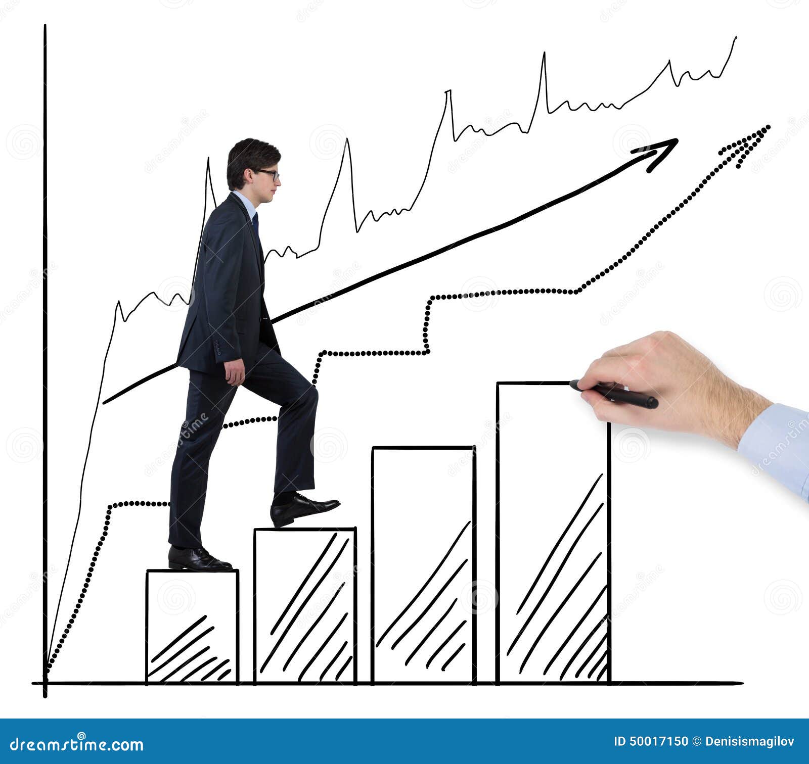 Businessman Walking on Graph Stock Photo - Image of profits, creativity ...
