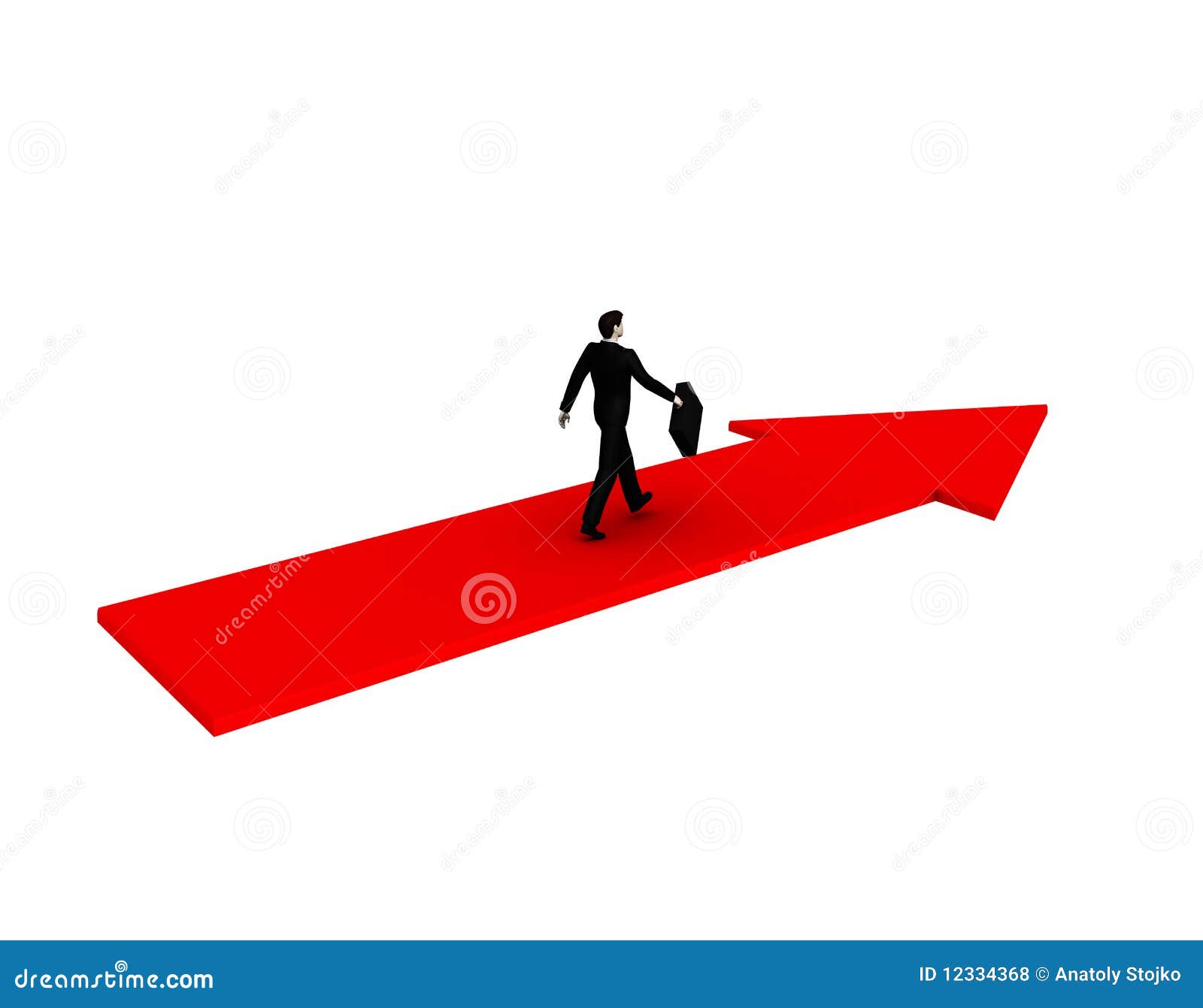 Businessman Walking on Red Arrow Stock Illustration - Illustration of ...