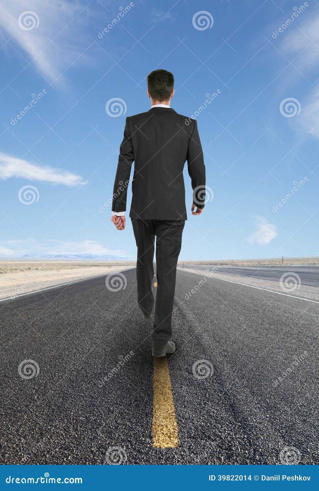 Businessman Walking on Road Stock Photo - Image of nature, horizon ...