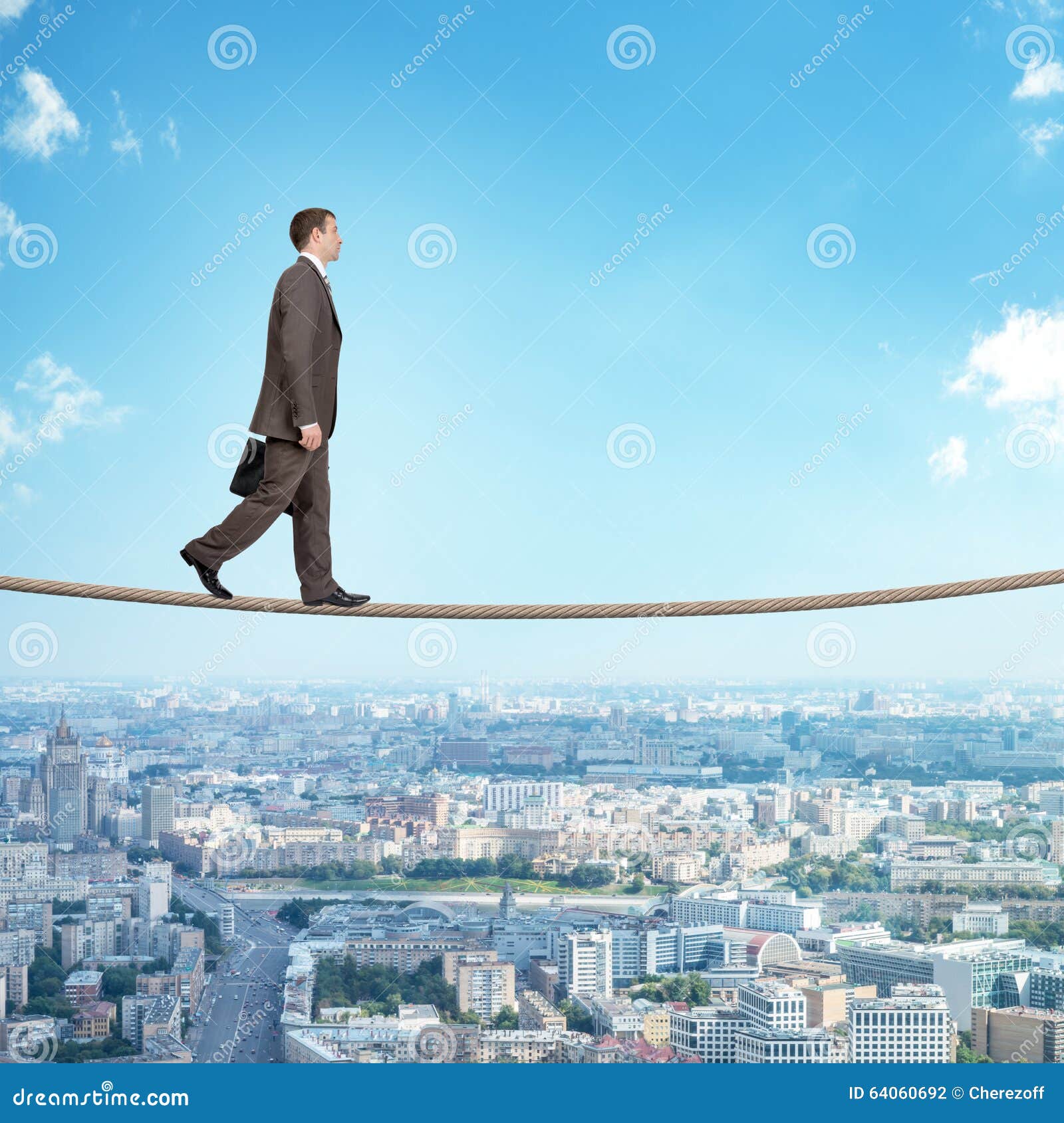 Businessman Walking on Rope Stock Photo - Image of business, corporate ...
