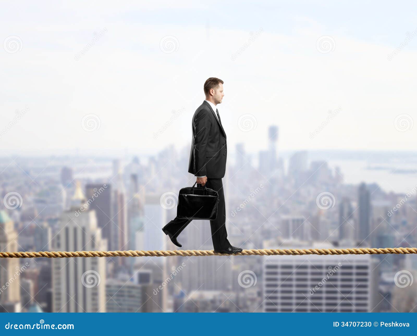 Businessman Walking on a Rope Stock Photo - Image of collar ...