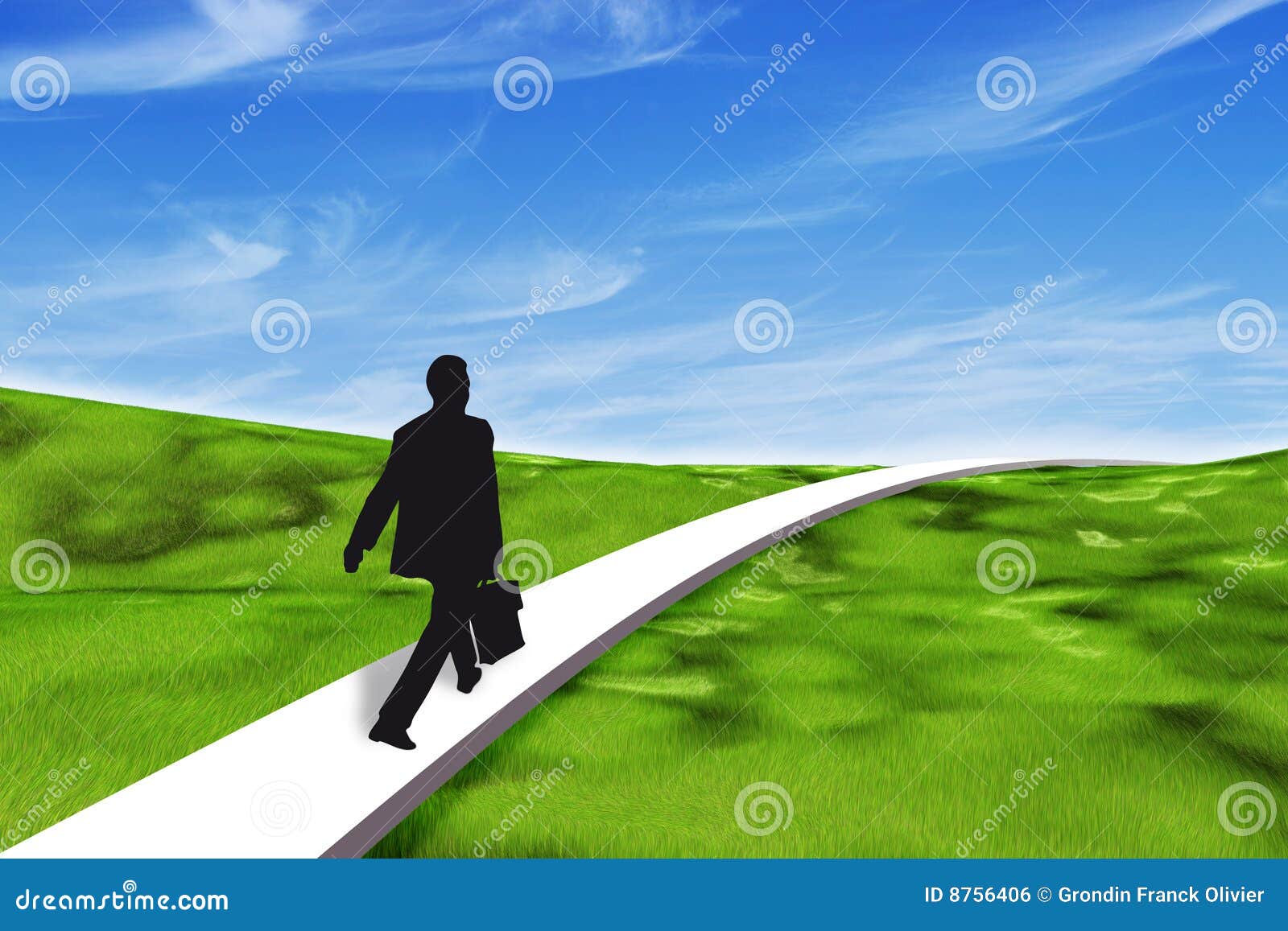 Businessman Walking on a Single Path Stock Illustration - Illustration ...